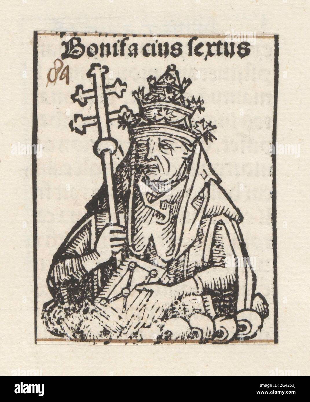 Pope Boniface VI; Boniface vi; Liber chronicarum. A flower celk with a ...