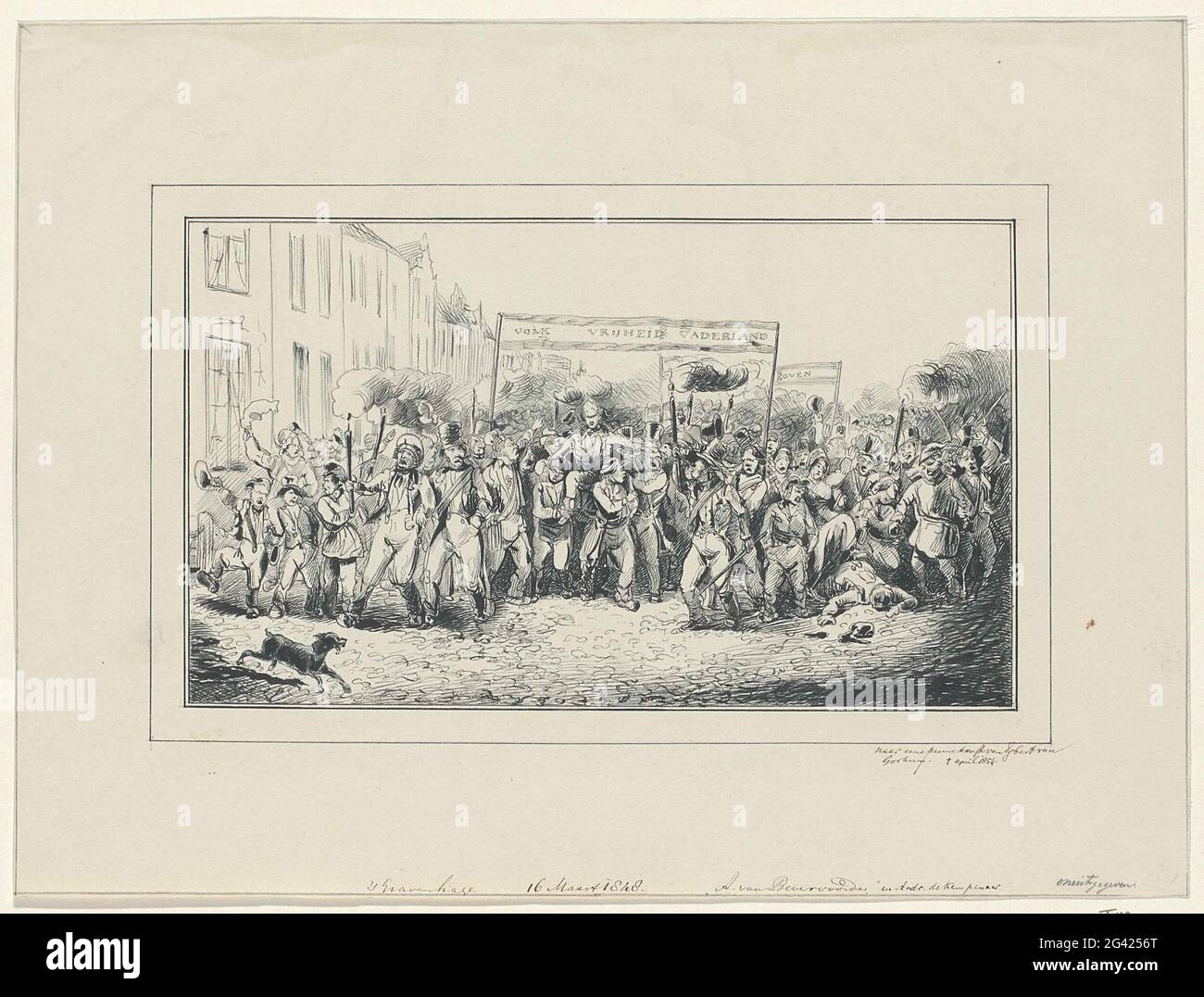Folk demonstration in The Hague, 1848. Volksdemonstration in The Hague ...