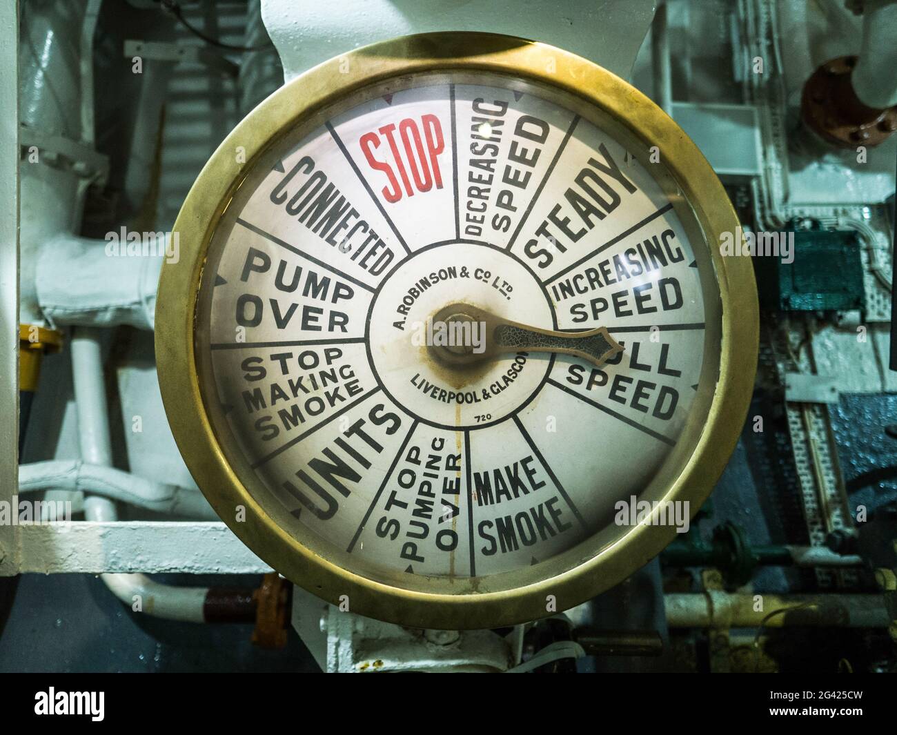 Engine Speed Dial on HMS Belfast Stock Photo - Alamy