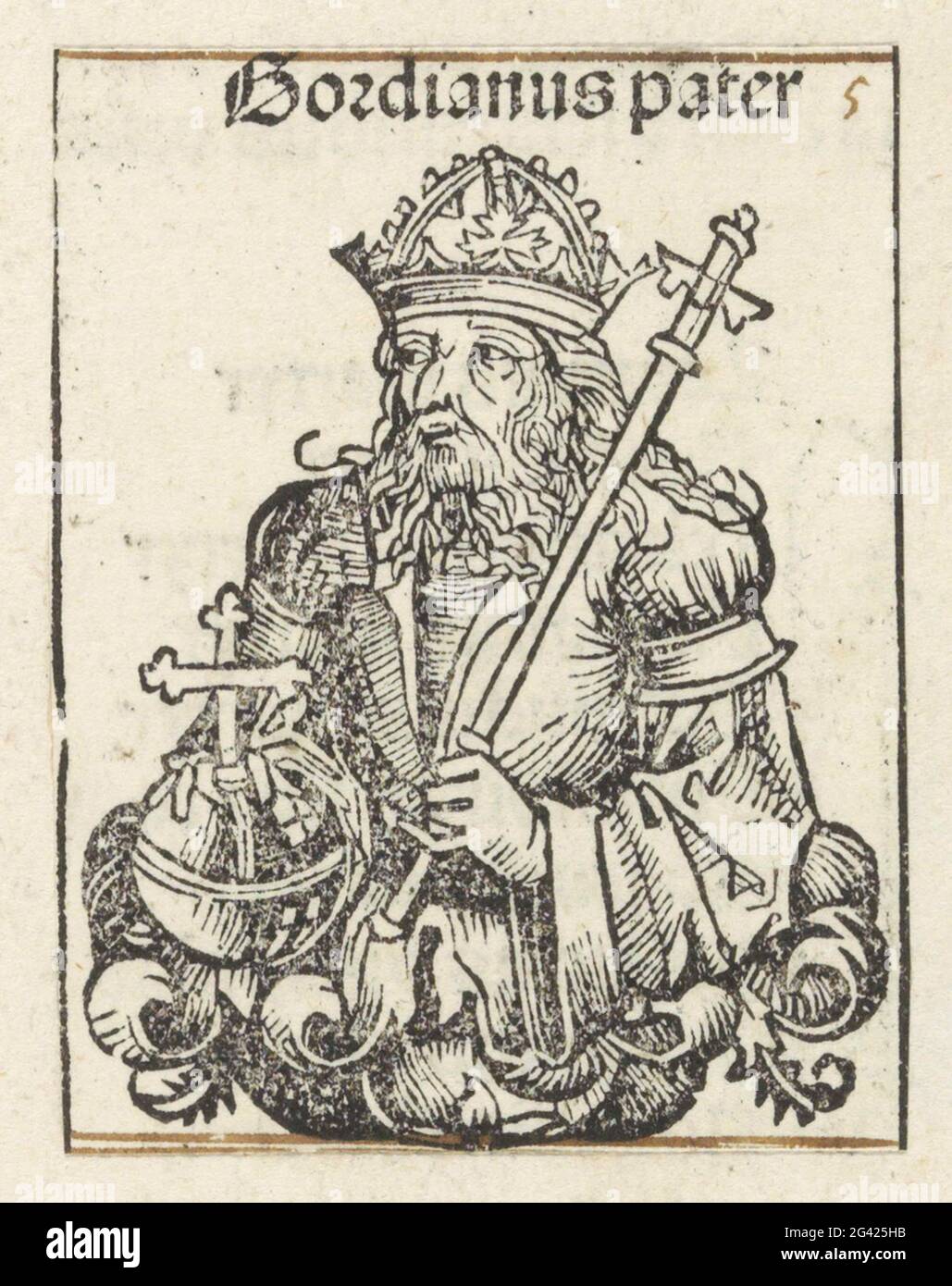 Emperor Gordianus I; Gordianus Pater; Liber chronicarum. A flower celk ...