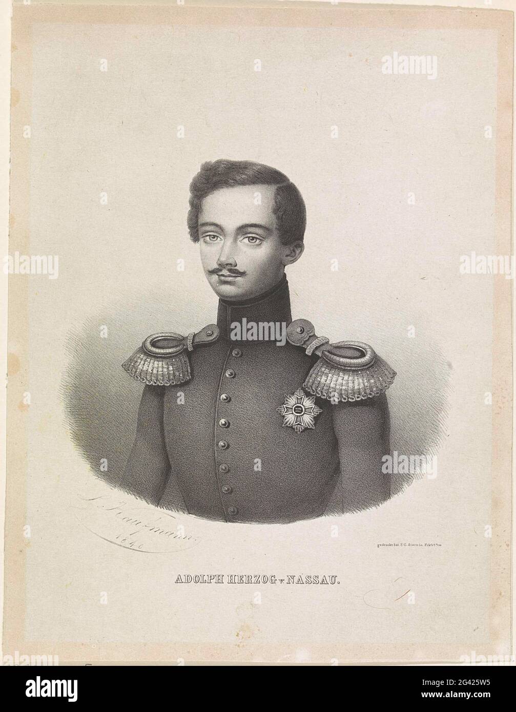 Portrait of Nassau Adolf. Portrait of Adolf. Name and title in the ...