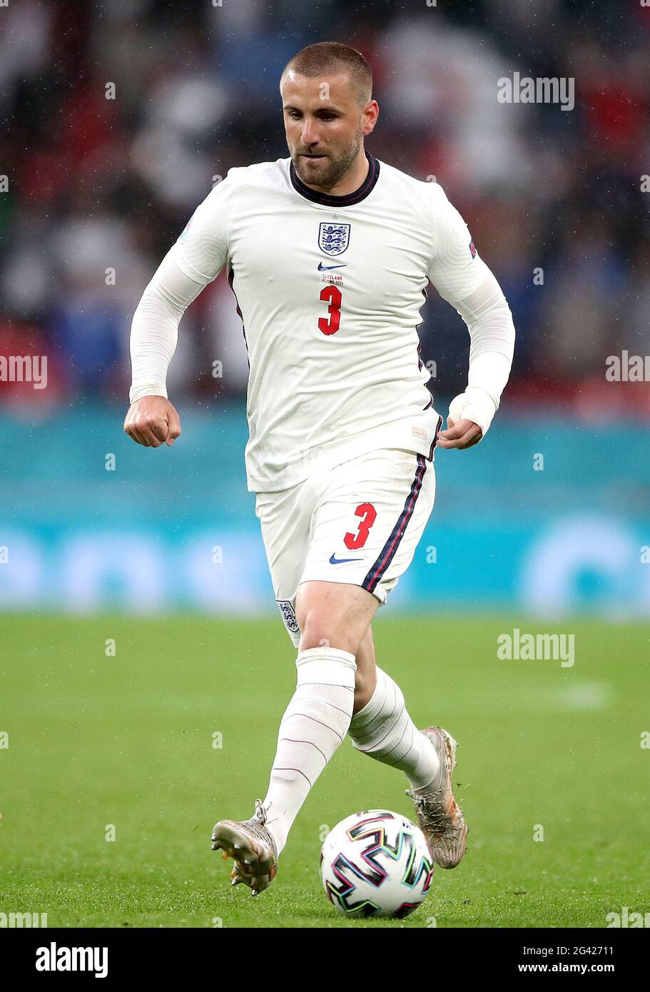 England's Luke Shaw during the UEFA Euro 2020 Group D match at Wembley ...