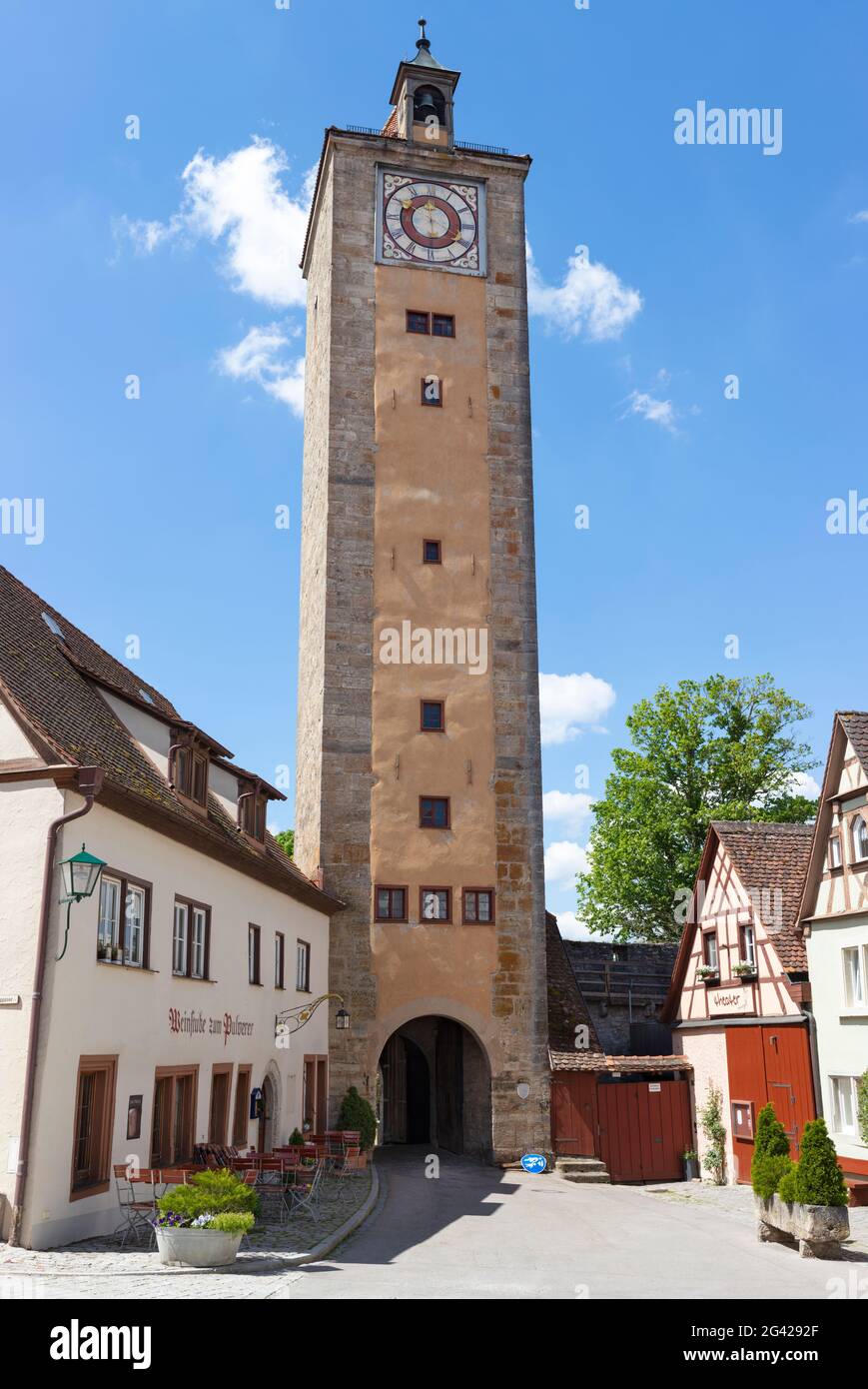 Castle gate in Rothenburg ob der Tauber, Middle Franconia, Bavaria ...