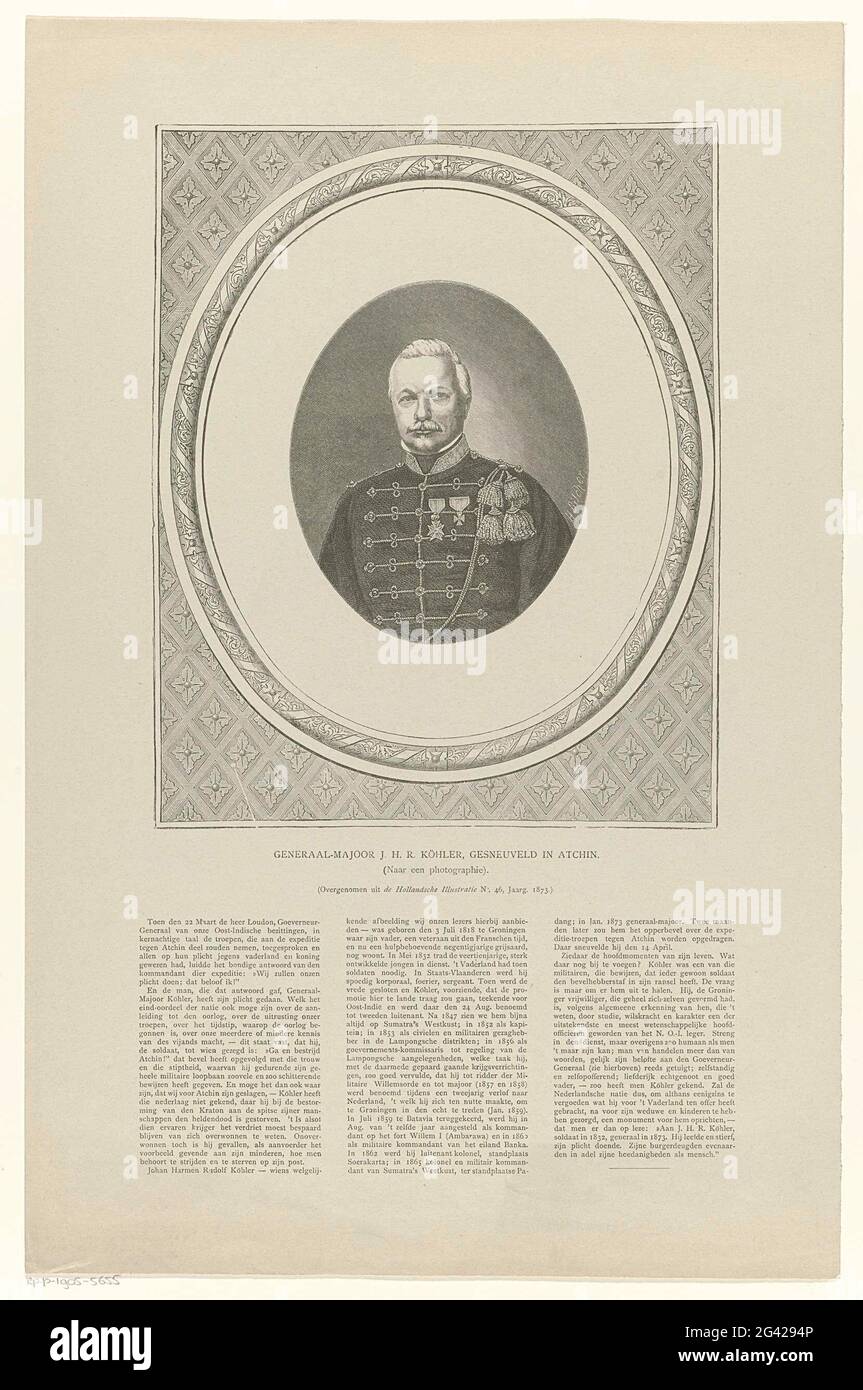 Portrait of General Major Johan Harmen Rudolf Köhler. Portrait of ...