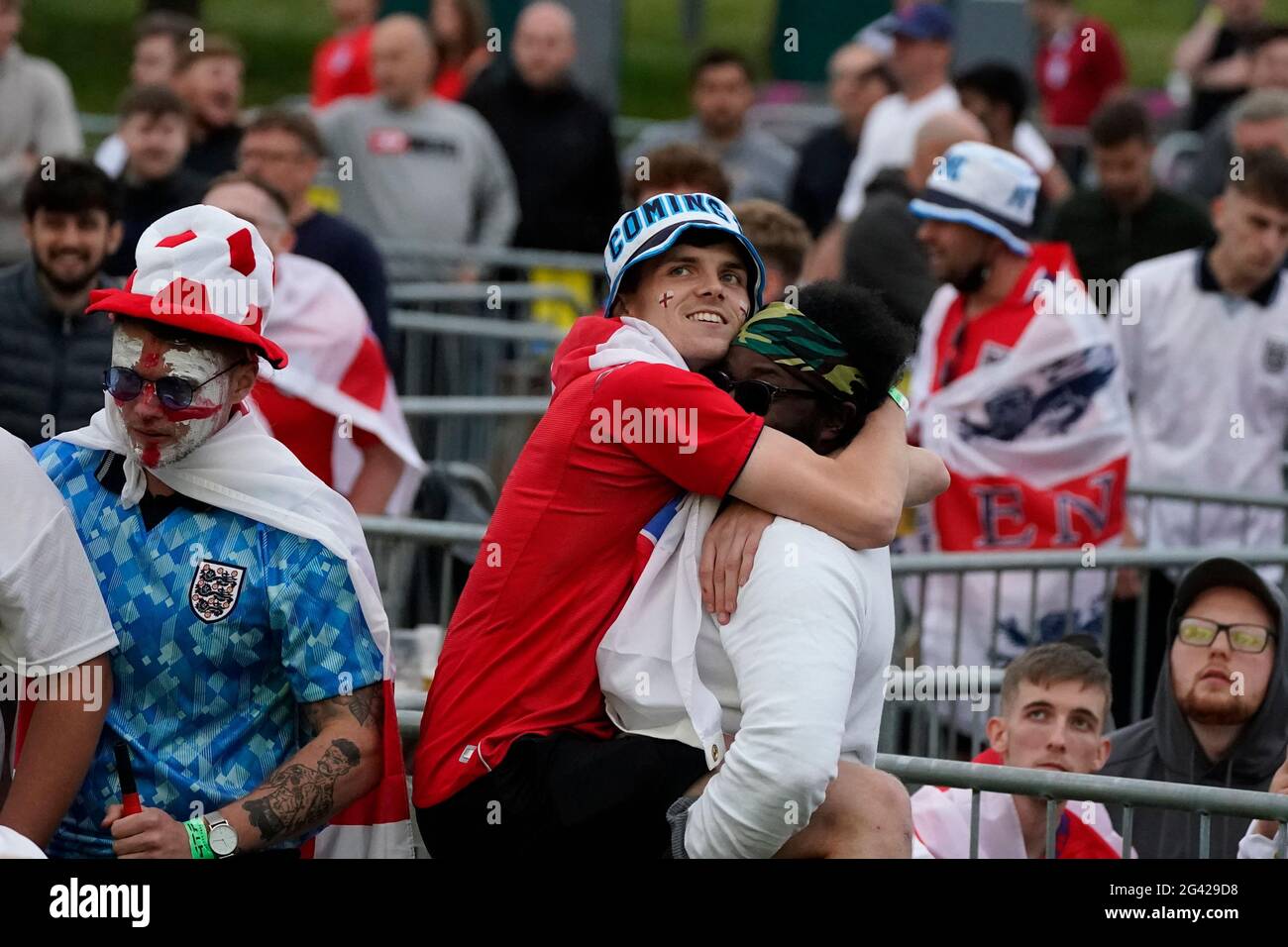 Fans watch the England v Scotland UEFA Euro 2020 match at the fan zone ...