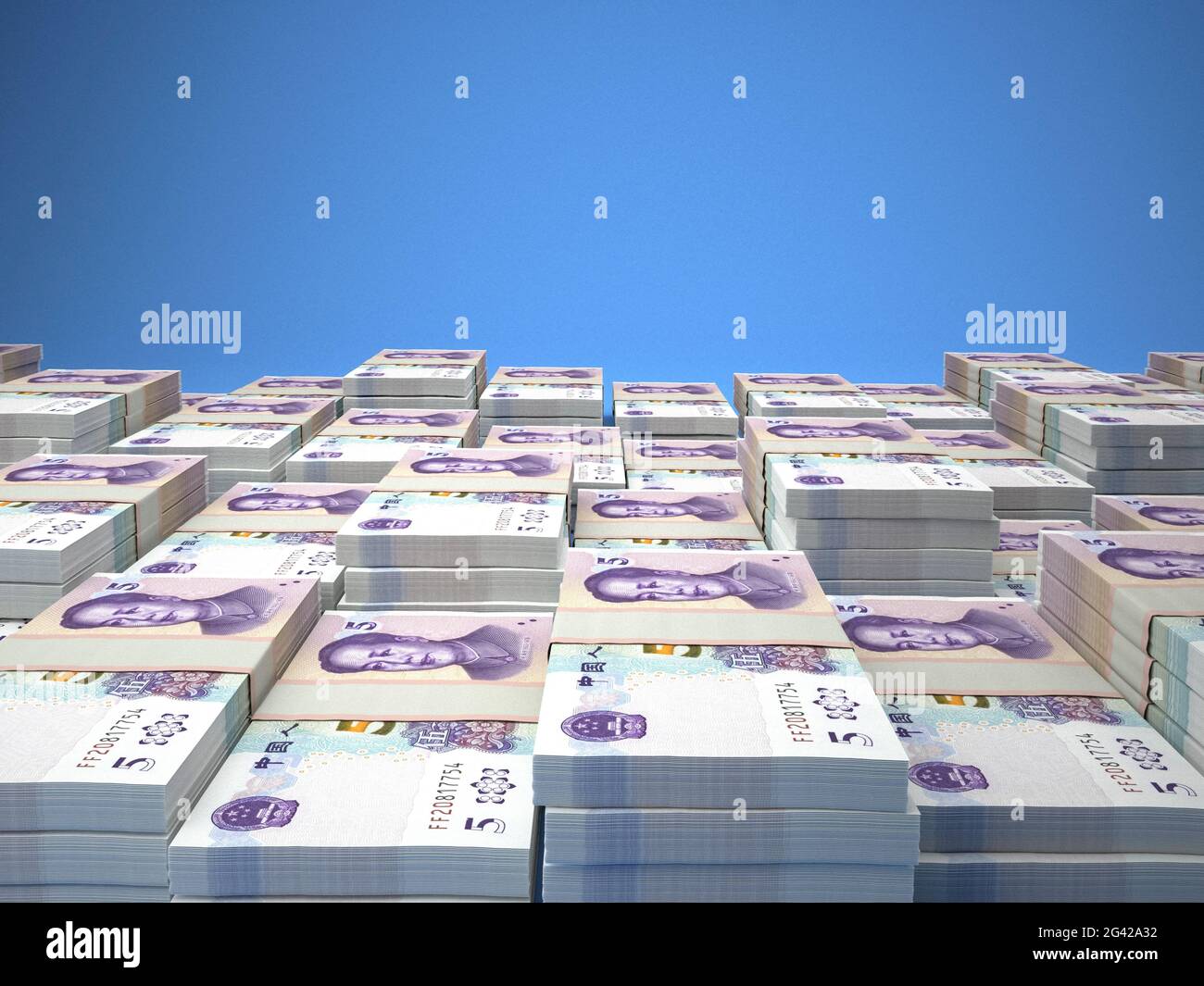 Money of China. Chinese renminbi bills. CNY banknotes. 5 yuan. Business ...