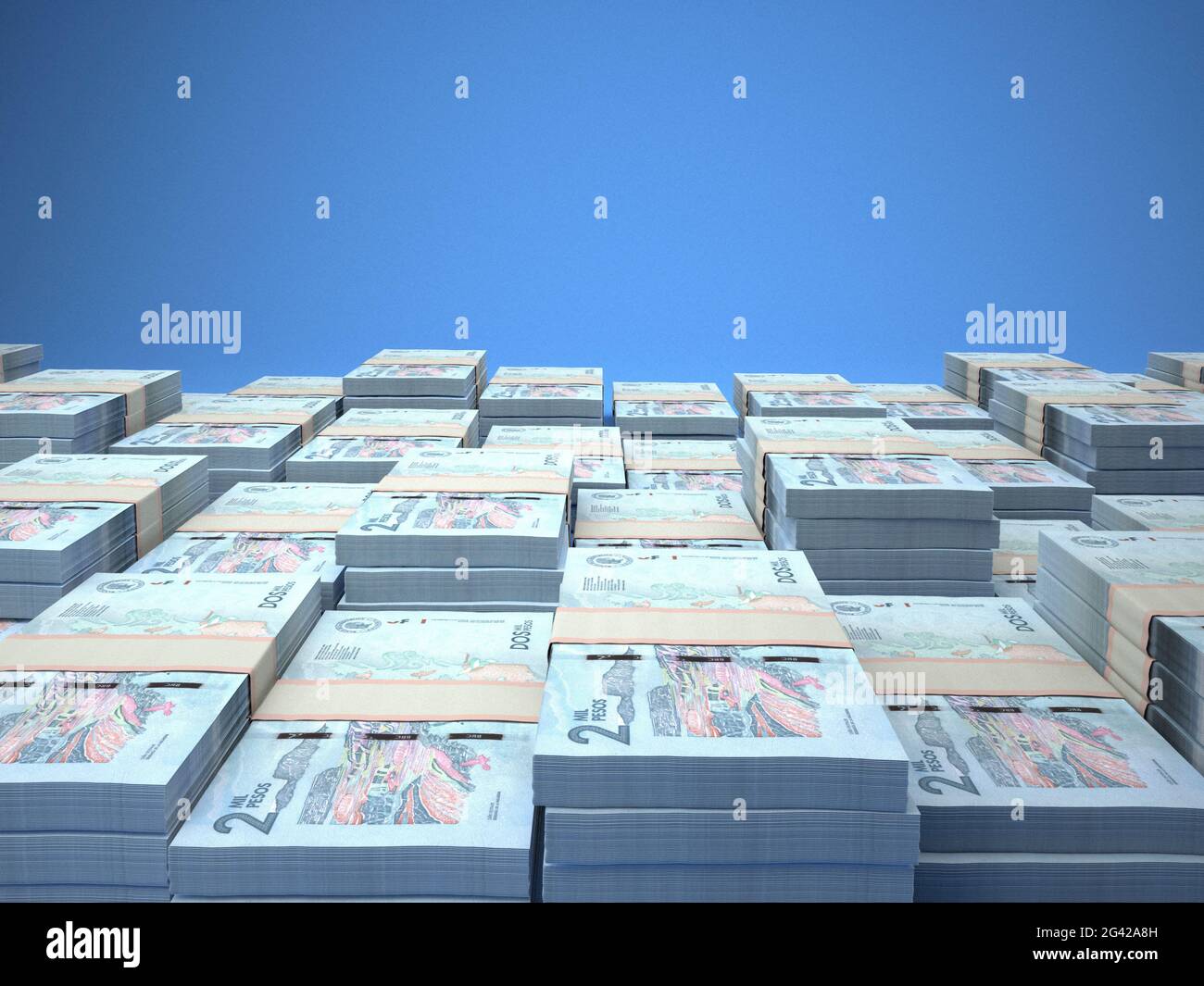 Money of Colombia. Colombian peso bills. COP banknotes. 2 pesos ...