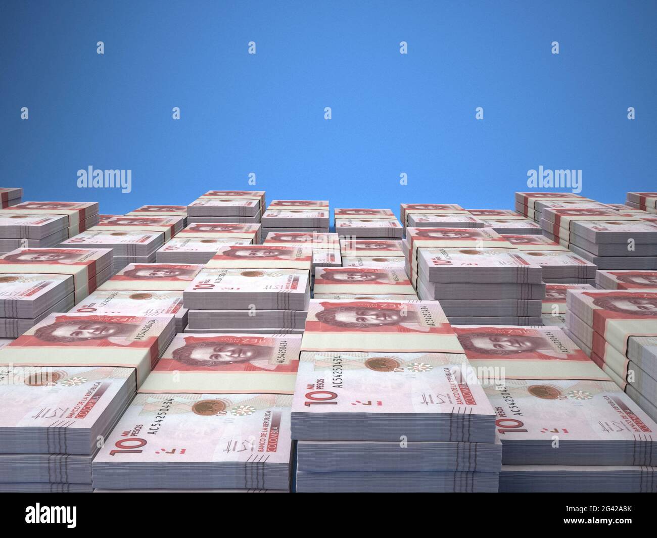 Money of Colombia. Colombian peso bills. COP banknotes. 10 pesos ...