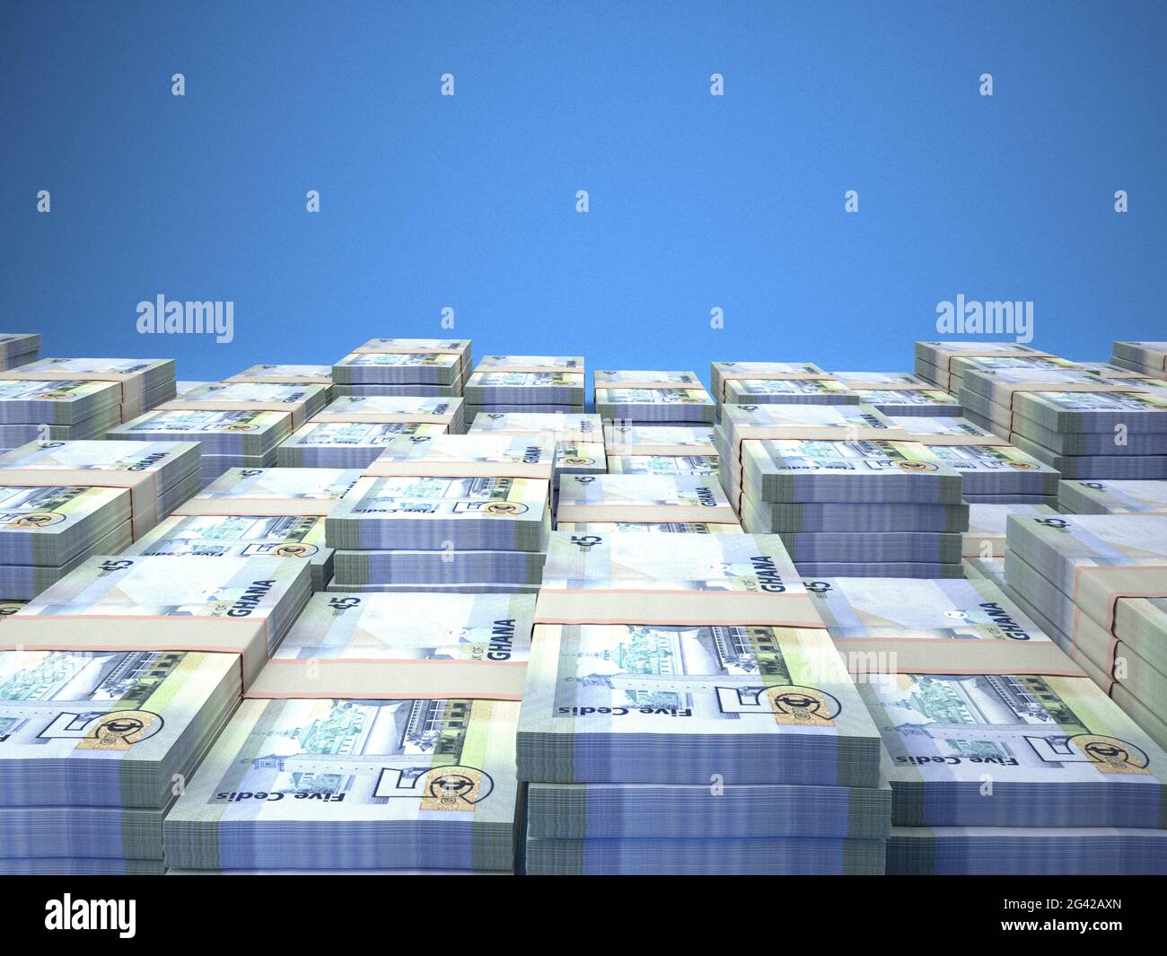 Money of Ghana. Ghanian cedi bills. GHS banknotes. 5 cedis. Business ...