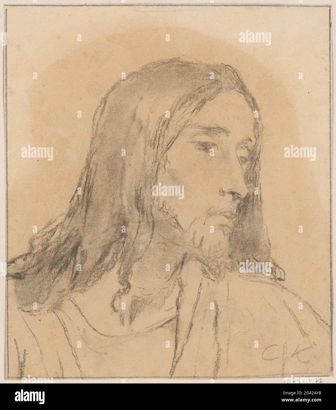 Cup of Christ. Verso a cut out sketch of drapery. Drawing is part of an ...