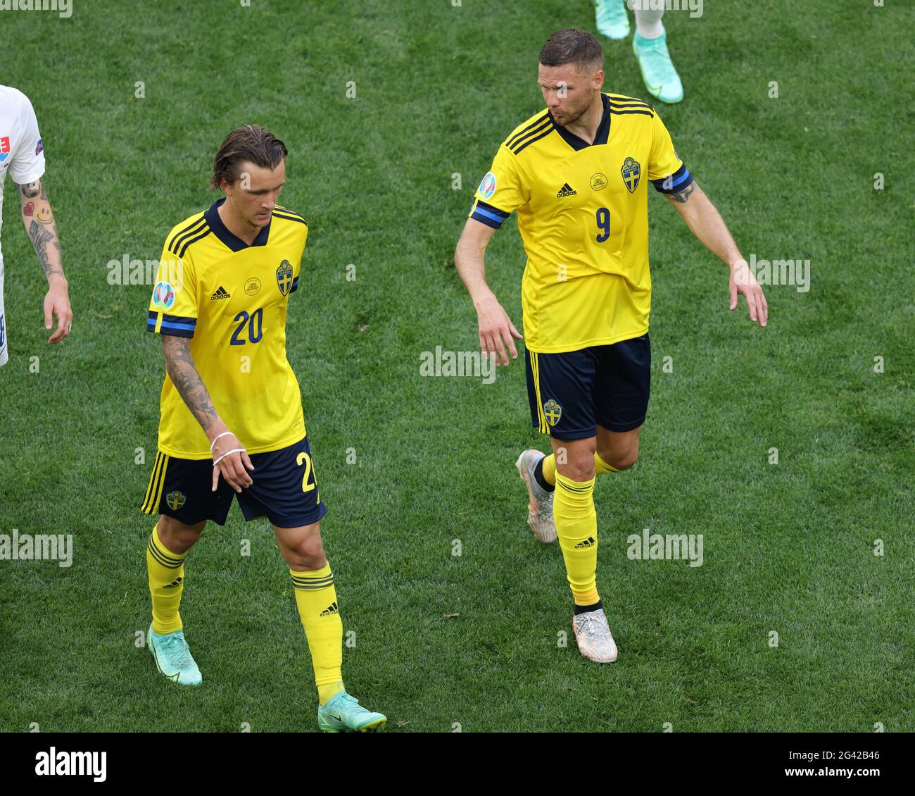Marcus Berg (9) and Kristoffer Olsson (20) of Sweden in action during the European championship ...