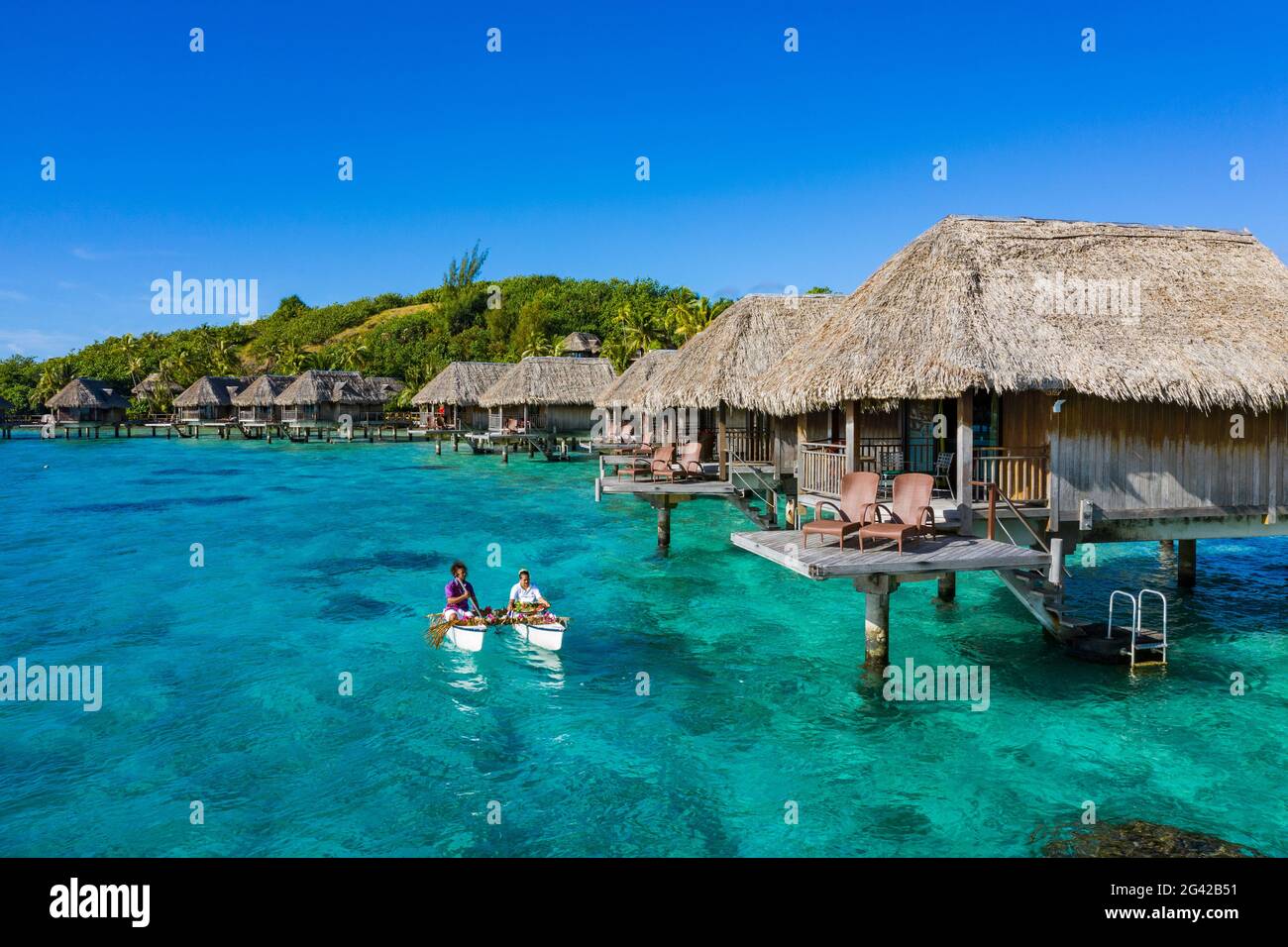 Aerial view of how breakfast is brought by pirogue outrigger canoe to ...