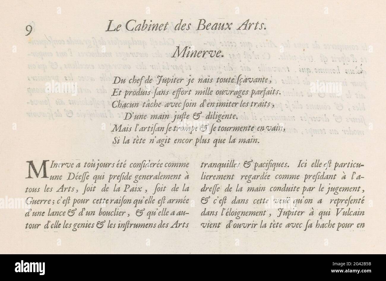 Text sheet with explanation of the print with Minerva, p. 9; Minerve ...