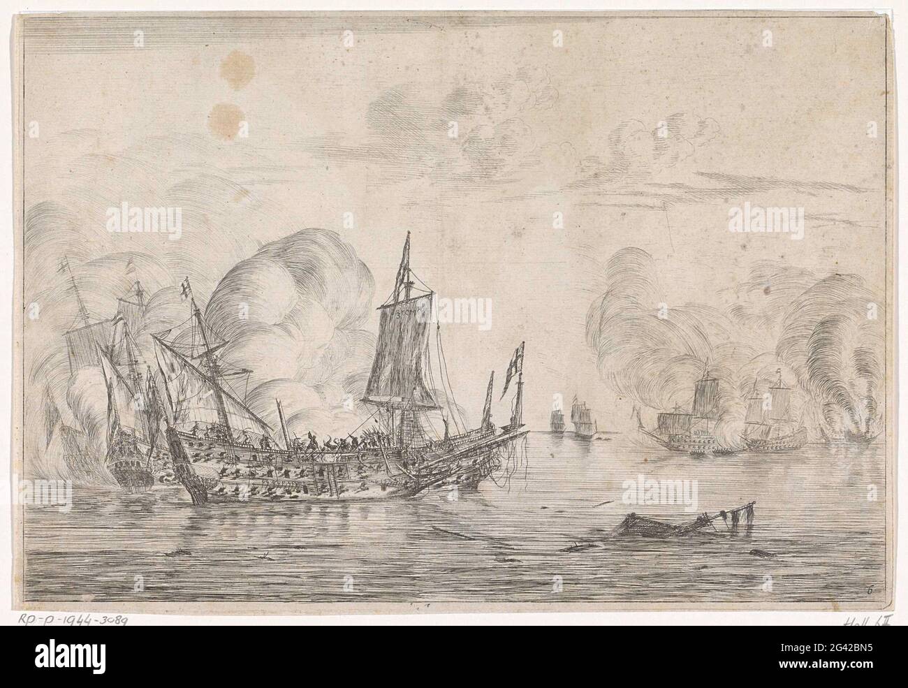 After the sea battle; New ship batalien. Burning ships and a fight on a ...