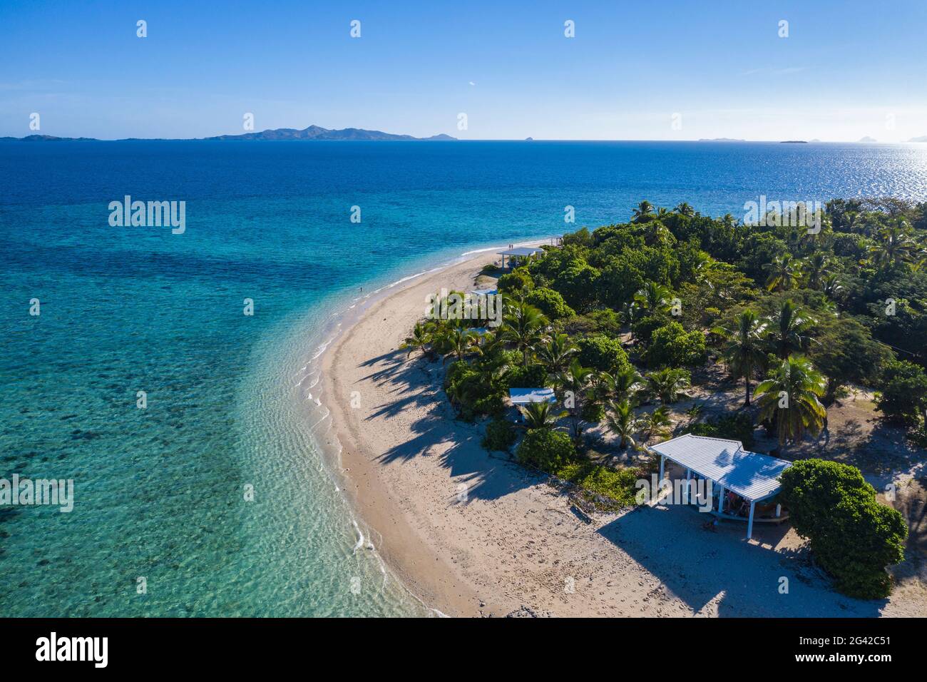 Aerial view of Malamala Island Beach Club, Mala Mala Island, Mamanuca ...
