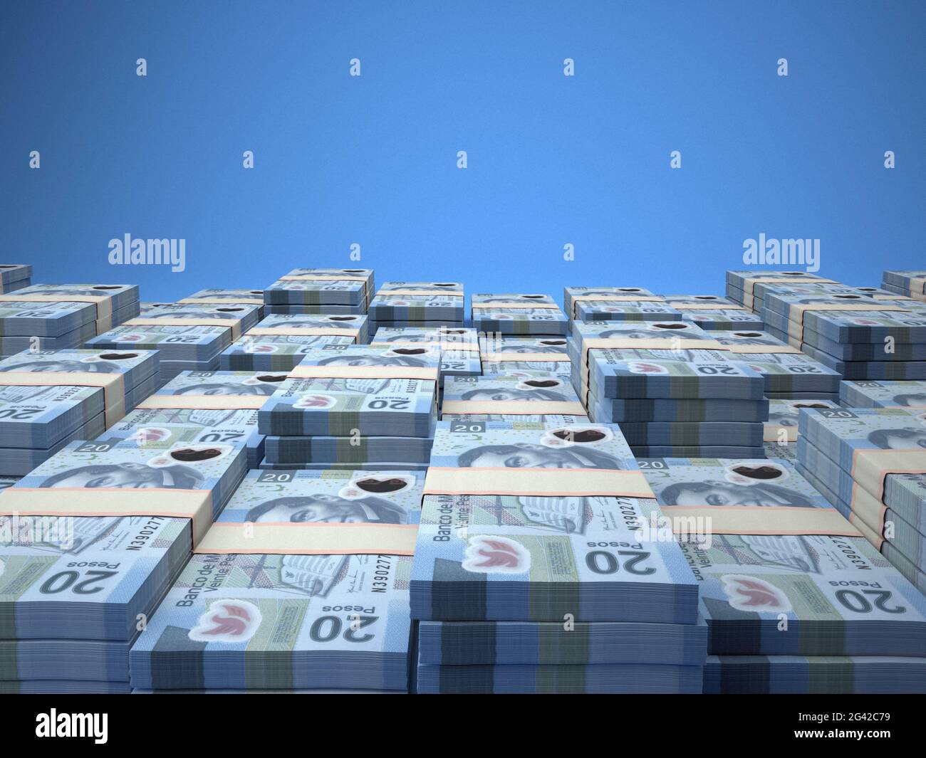 Money of Mexico. Mexican peso bills. MXN banknotes. 20 pesos. Business ...