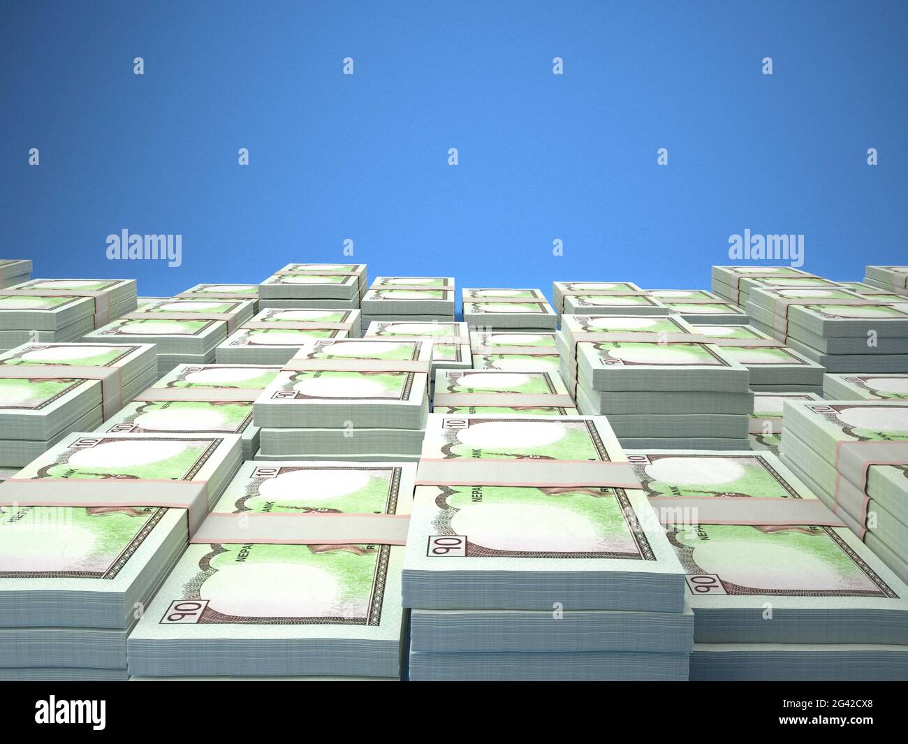 Money of Nepal. Nepalese rupee bills. NPR banknotes. 10 Rs. Business ...