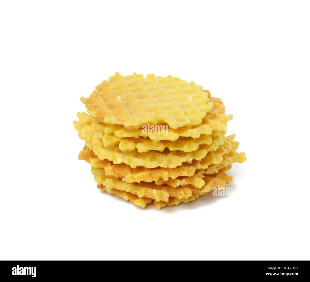 Round baked waffle isolated on white background Stock Photo - Alamy