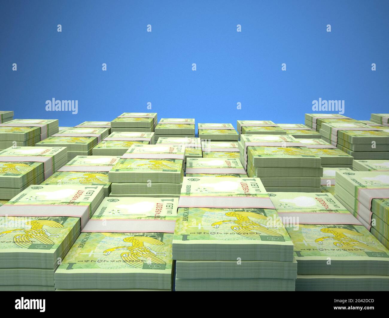 Money of Romania. Romanian leu bills. RON banknotes. 1 lei. Business ...