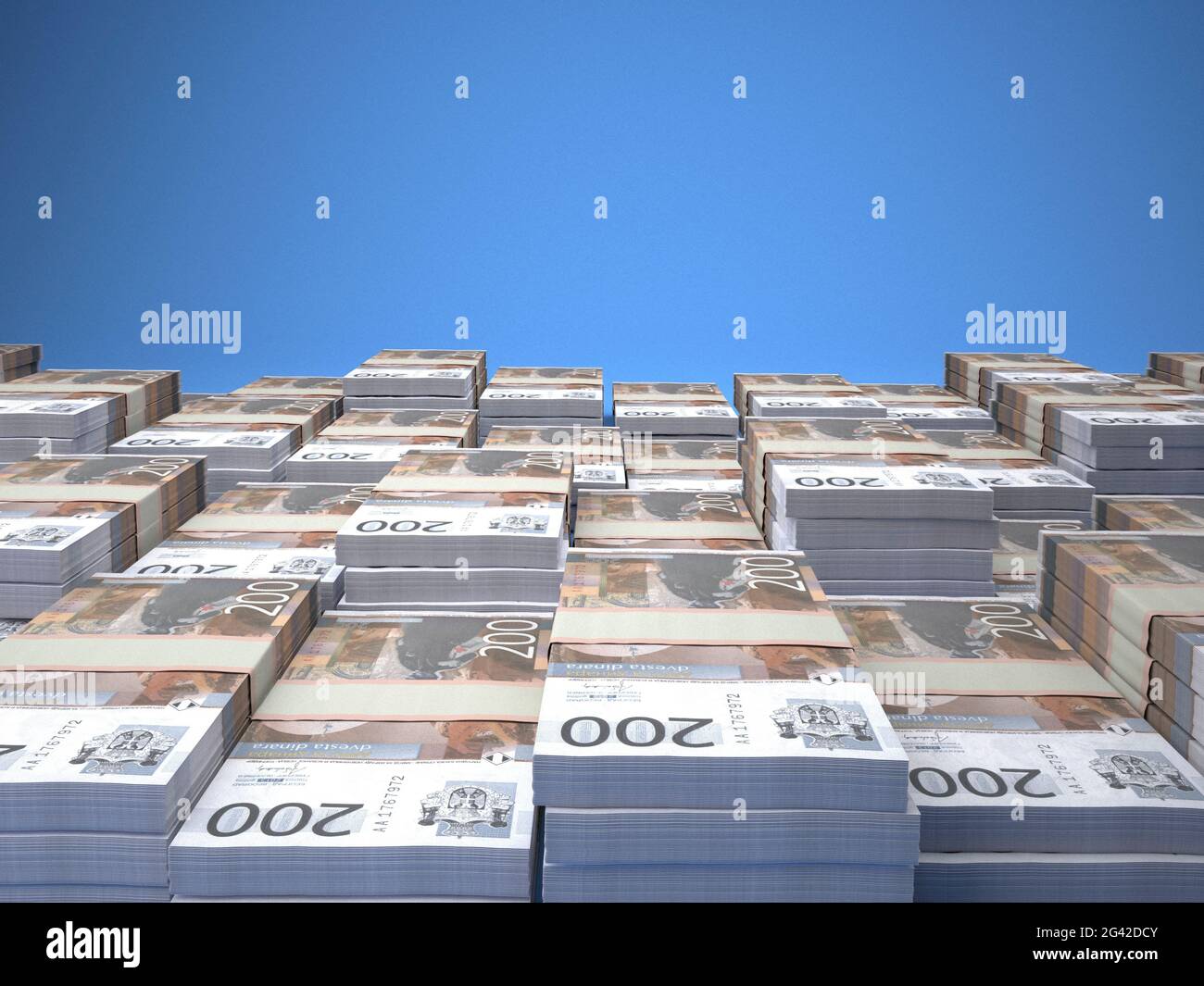 Money of Serbia. Serbian dinar bills. RSD banknotes. 200 dinari ...