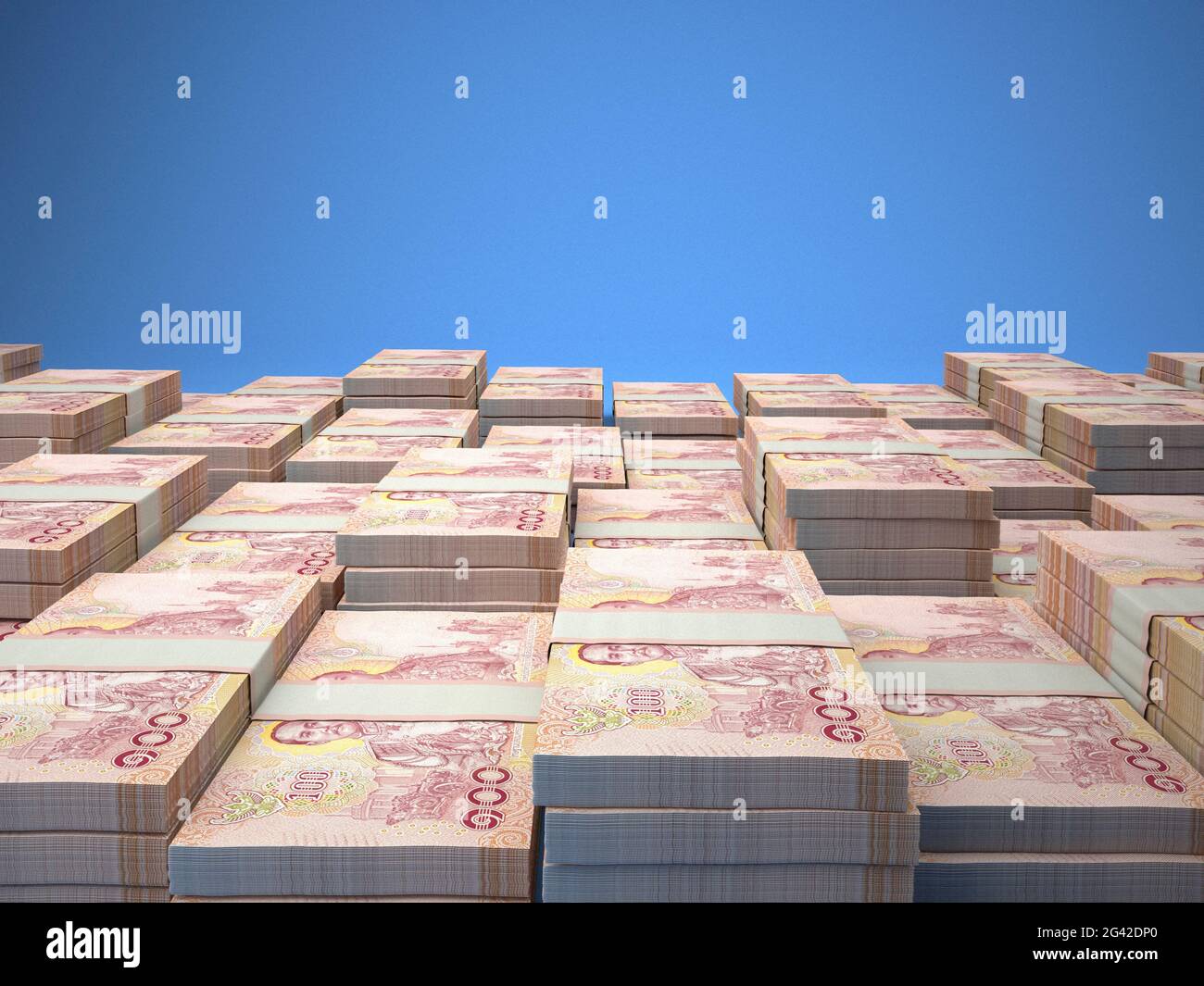 Money of Thailand. Thai baht bills. THB banknotes. 100 bahts. Business ...