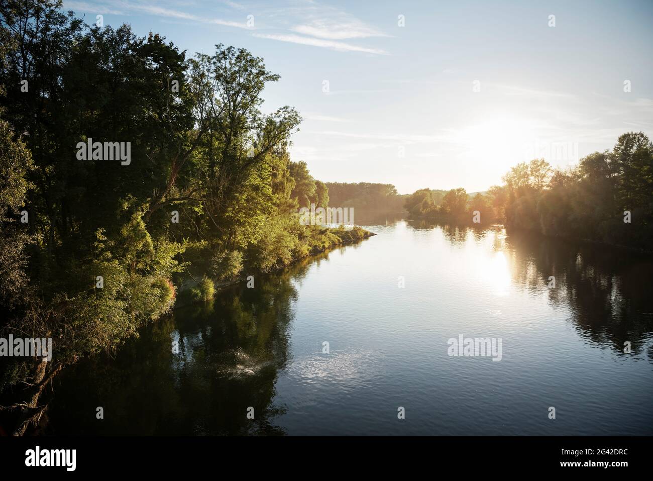 the Danube on the edge of the old town, Neuburg an der Donau, District ...