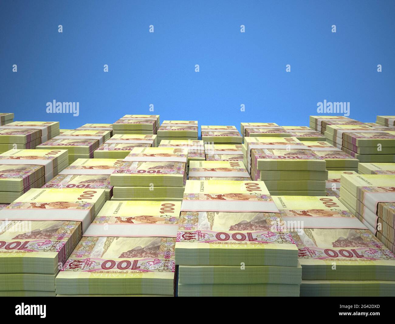 Money of Ukraine. Ukrainian hryvnia bills. UAH banknotes. 100 hryvni ...