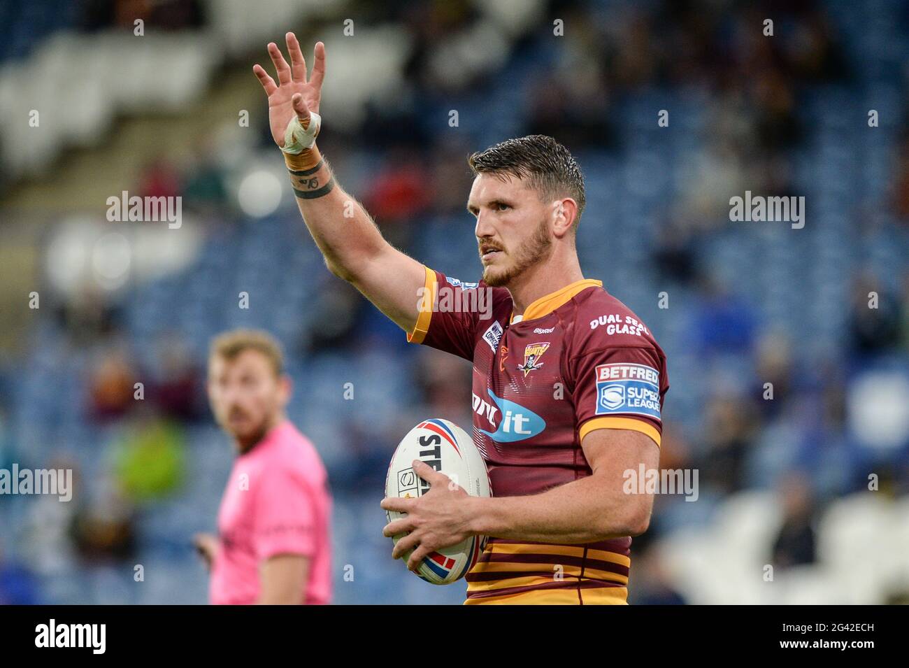 Huddersfield, UK. 18 June 2021 -Lee Gaskell (6) Captain of Huddersfield ...