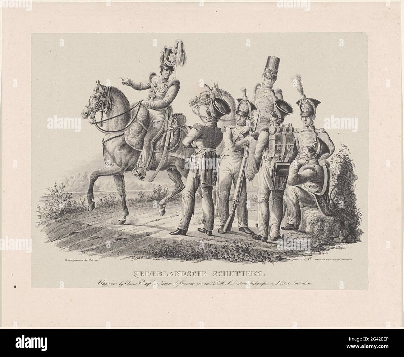 Dutch militia, 1830; Dutch Schuttery. Uniforms of seven soldiers from ...