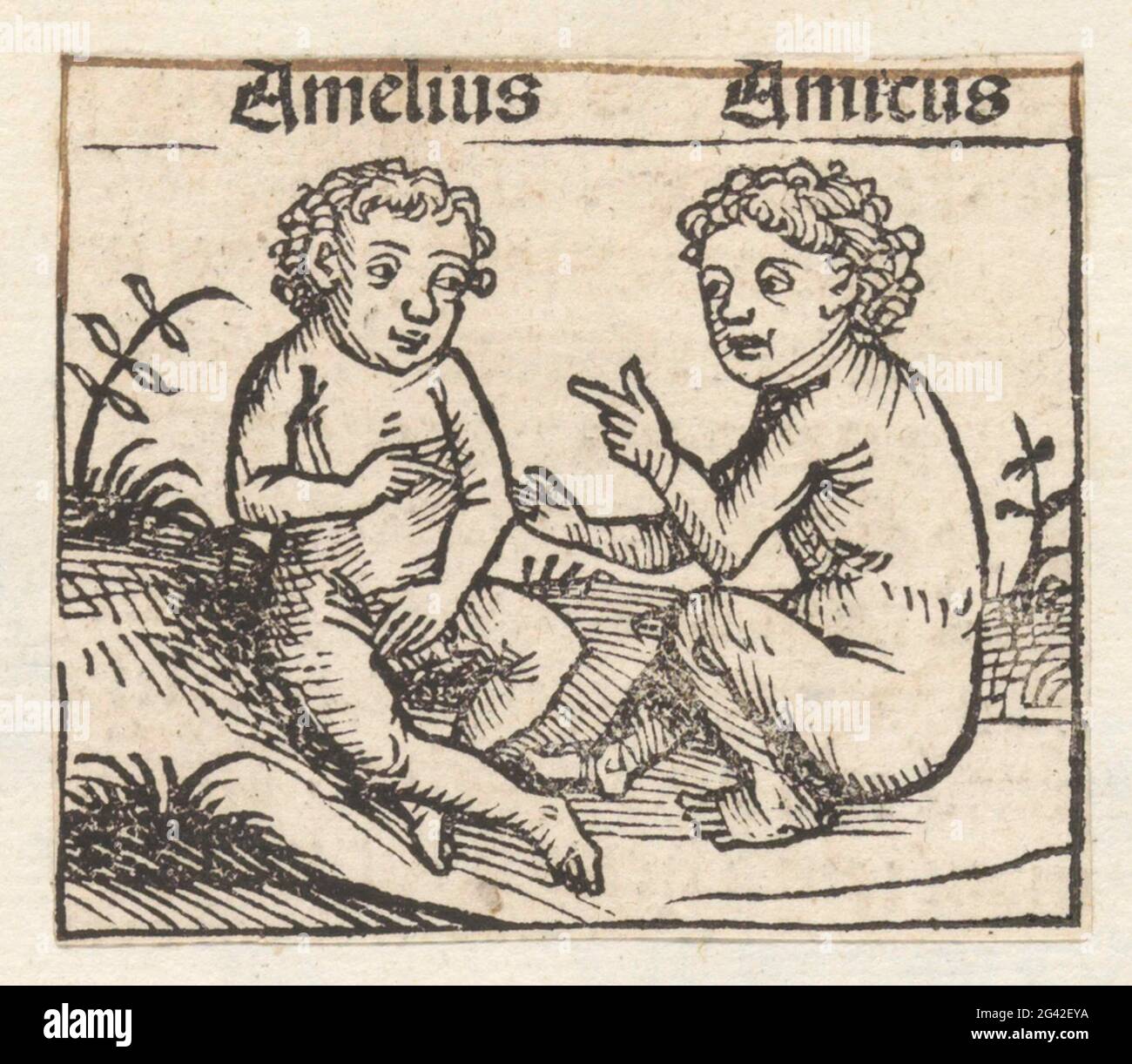 Amelius and Amicus; Amelius / Amicus; Liber chronicarum. A landscape ...