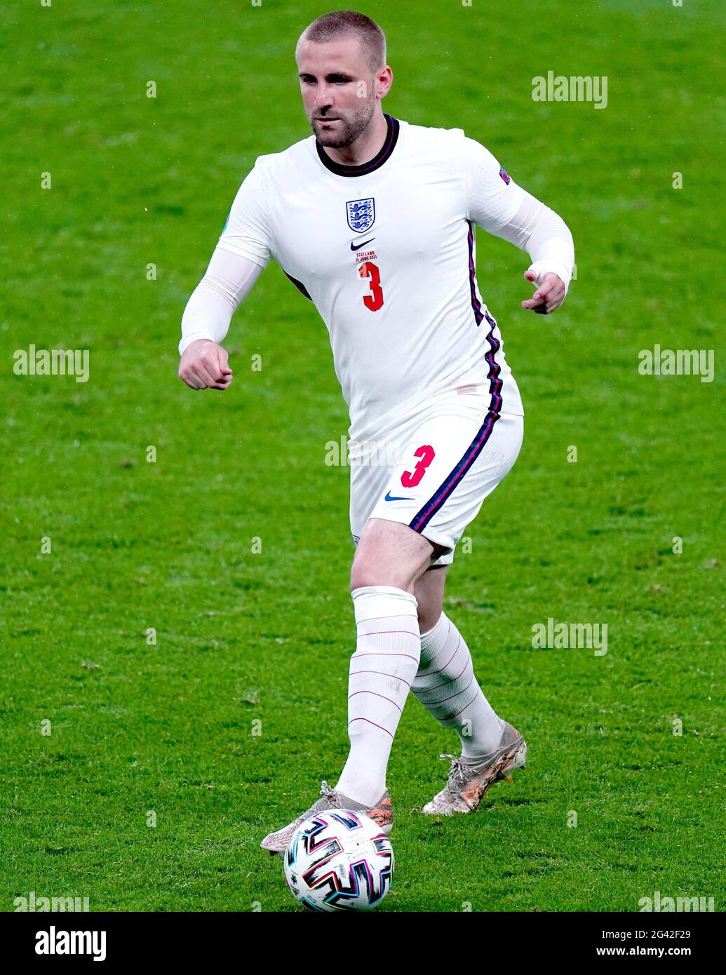 England's Luke Shaw during the UEFA Euro 2020 Group D match at Wembley ...