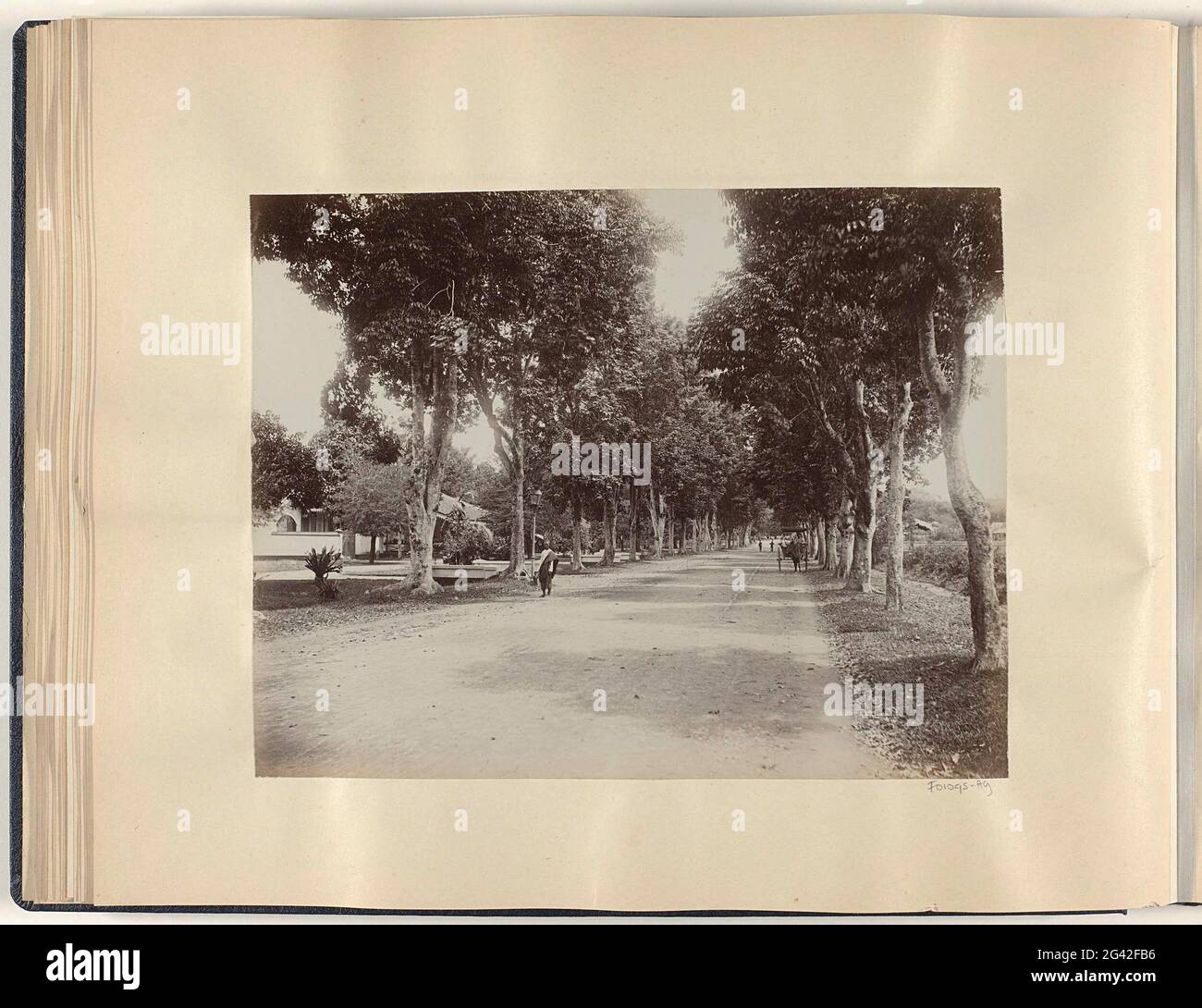 Laan with passers-by and a carriage, possibly on Sumatra. Part of ...