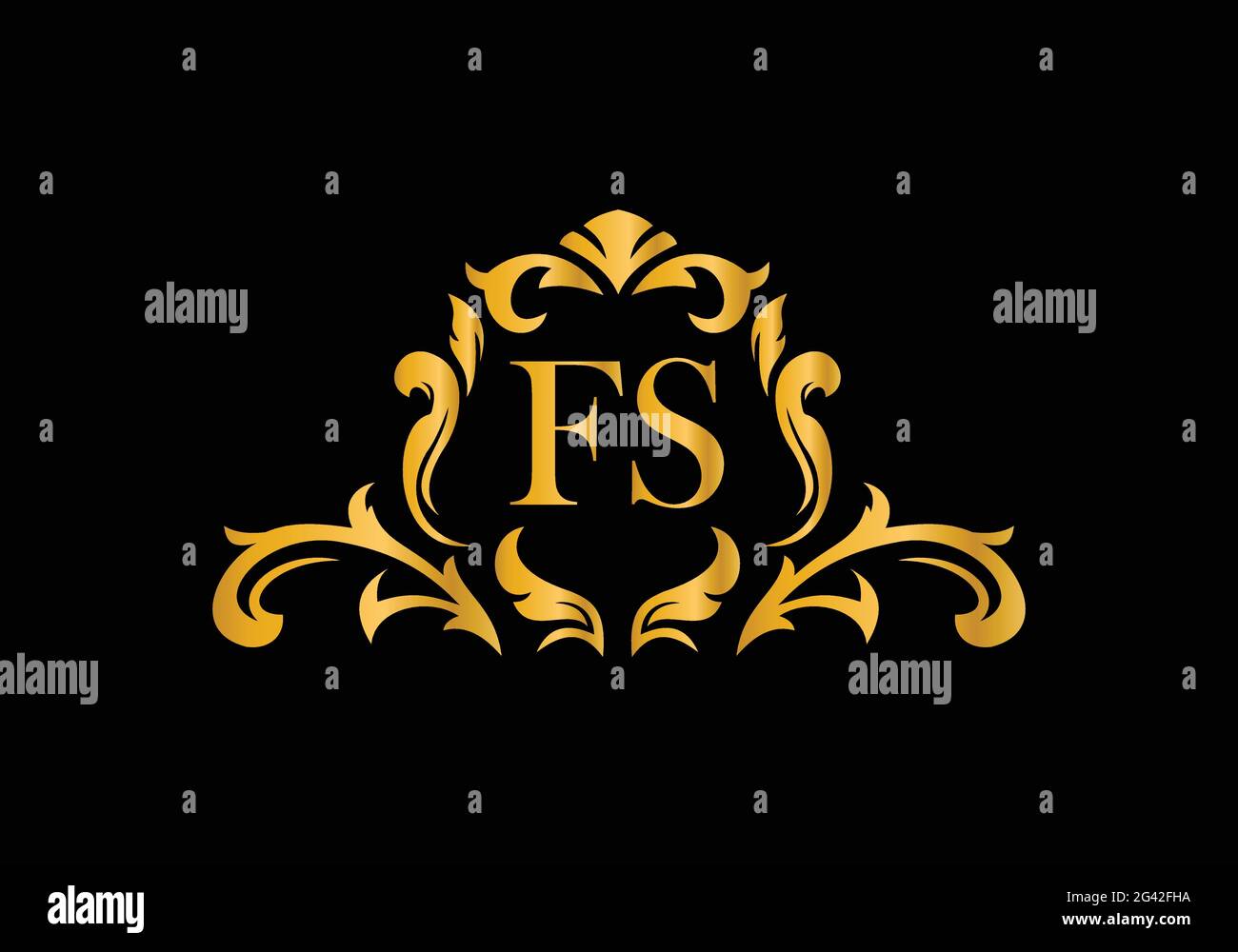 Luxury Alphabet letters F S. Golden Floral alphabet . Monogram initials ...