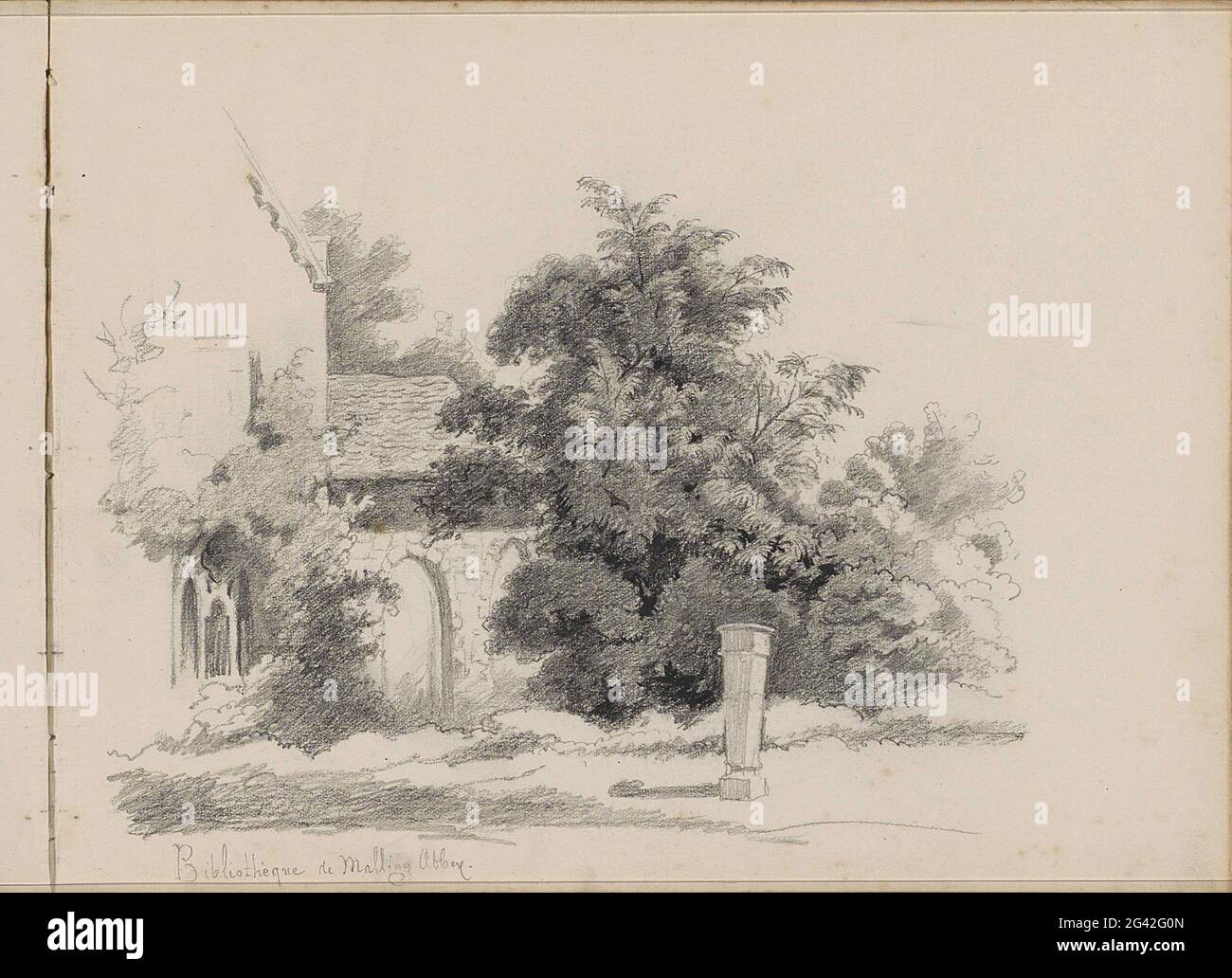 Exterior of the library of Malling Abbey. Leaf 34 Recto from a ...