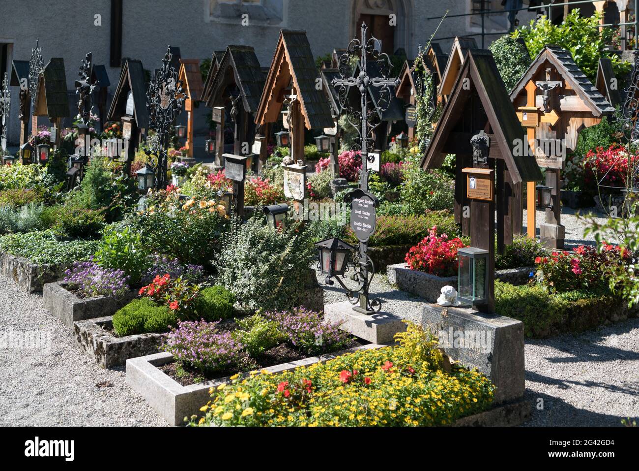 Well Kept Graveyard at the Maria Hilf Pilgrimage Church in Hallstatt ...