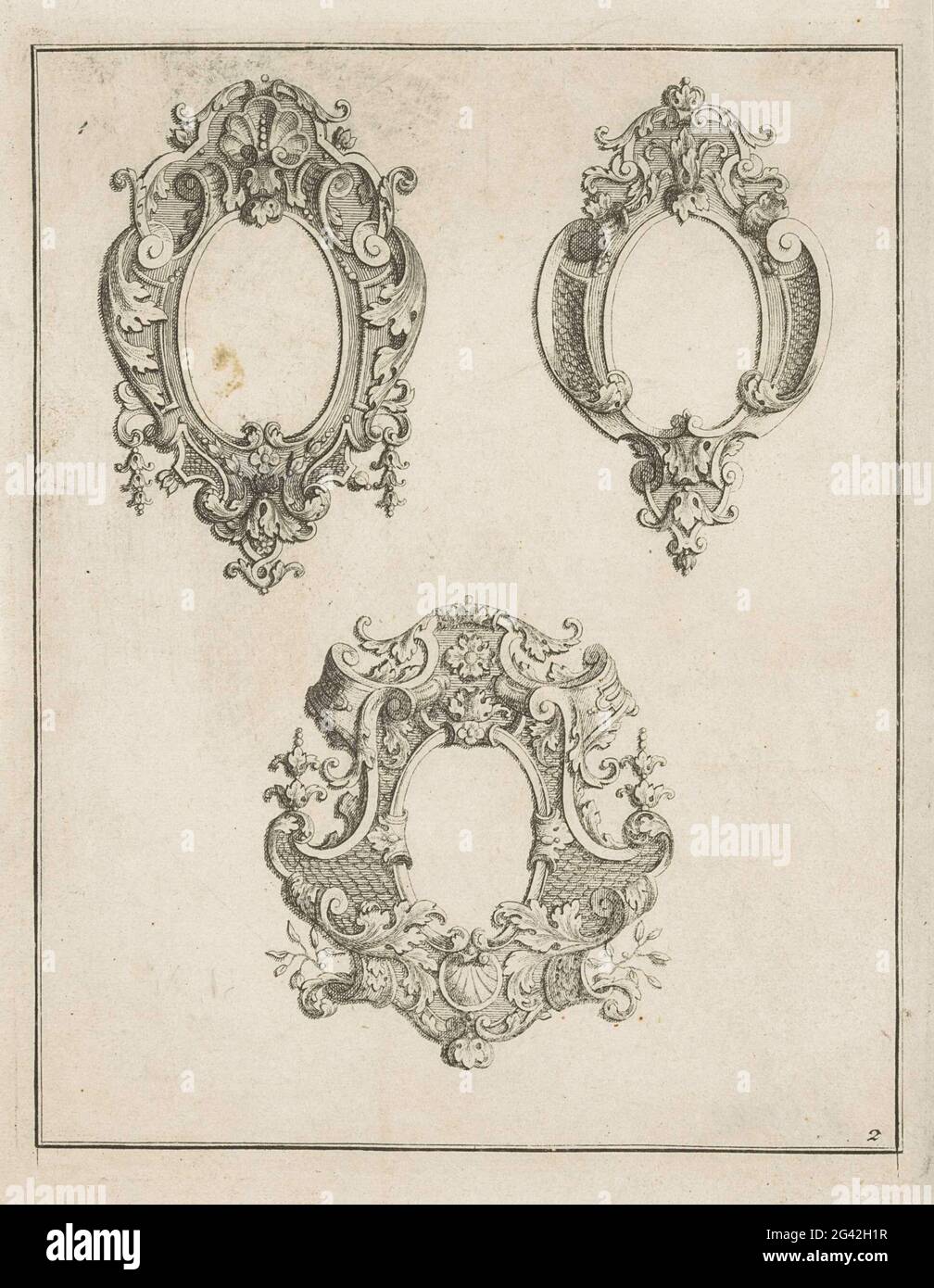 Three oval cartouches ornamental shields hi-res stock photography and ...