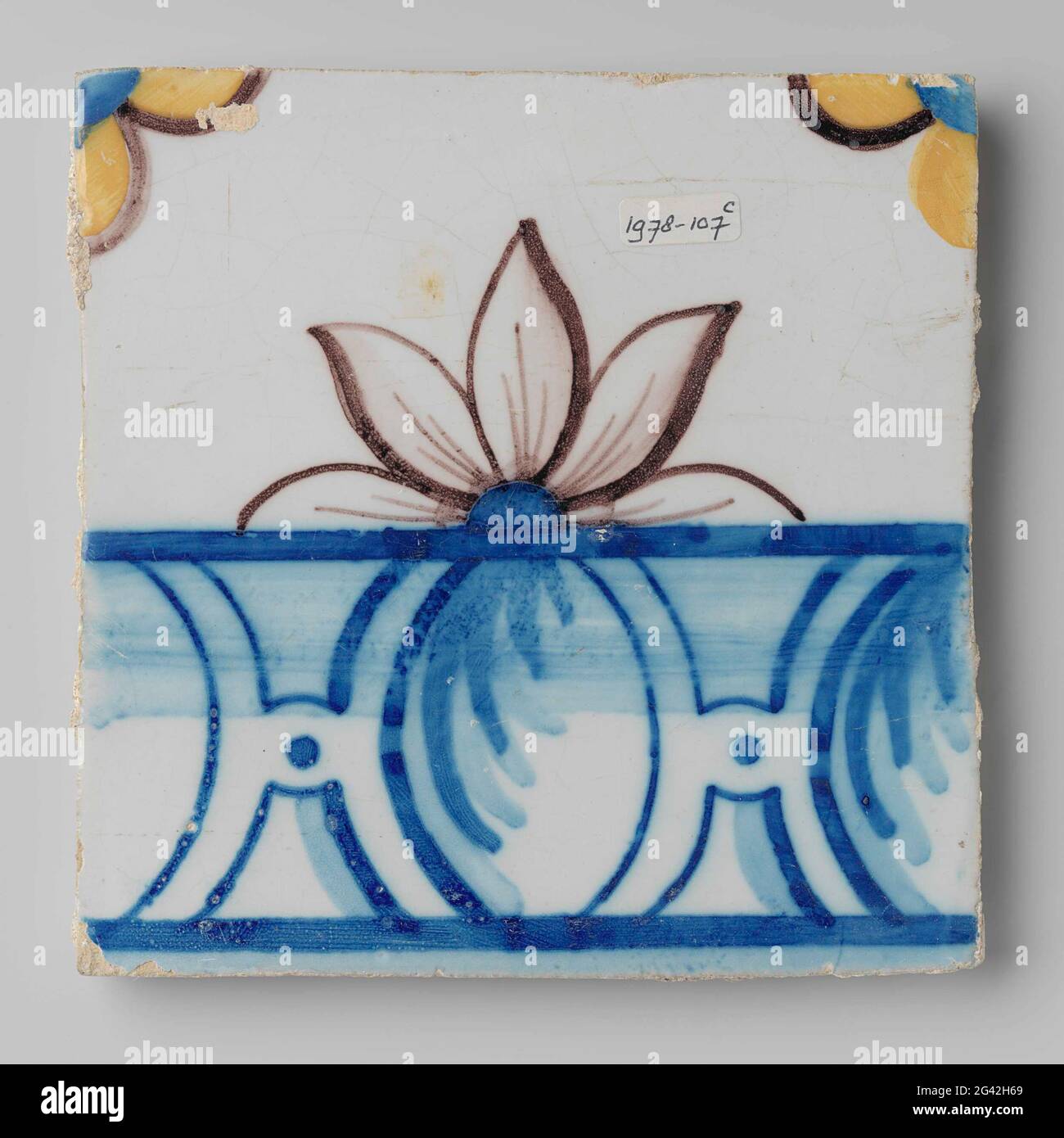 Tile. Modern tile with egg list, joined the fragment of a tile wall: BK ...