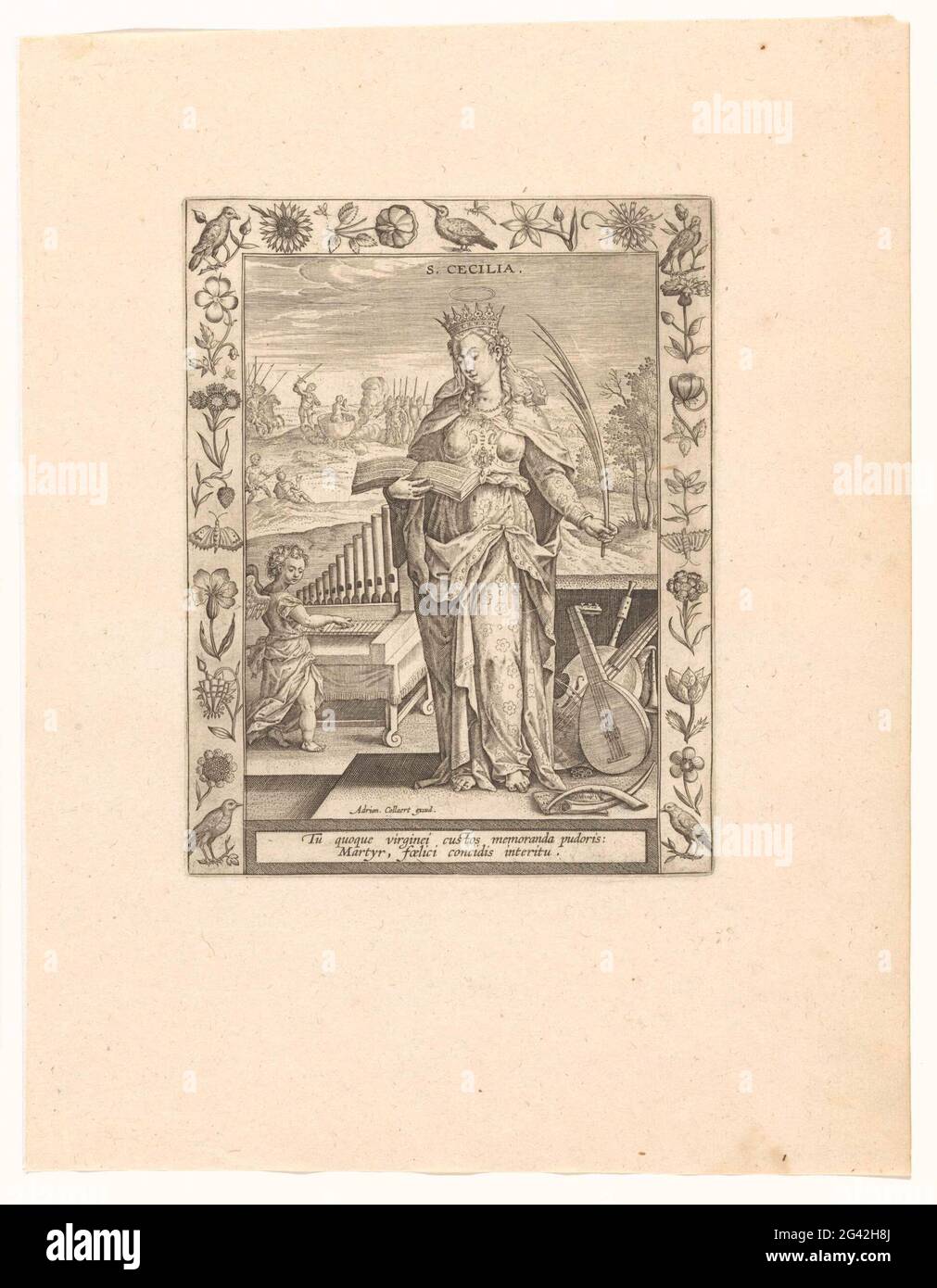 Saint Cecilia. Saint Cecilia with musical instruments. Part of a series ...