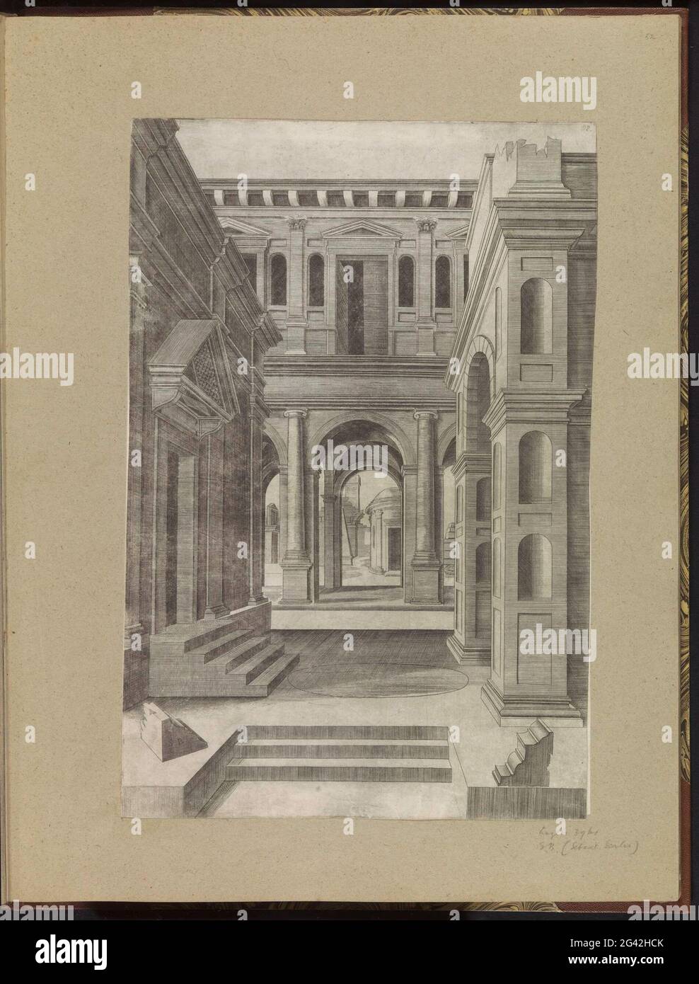 Architecture study. Perspective representation of three buildings ...