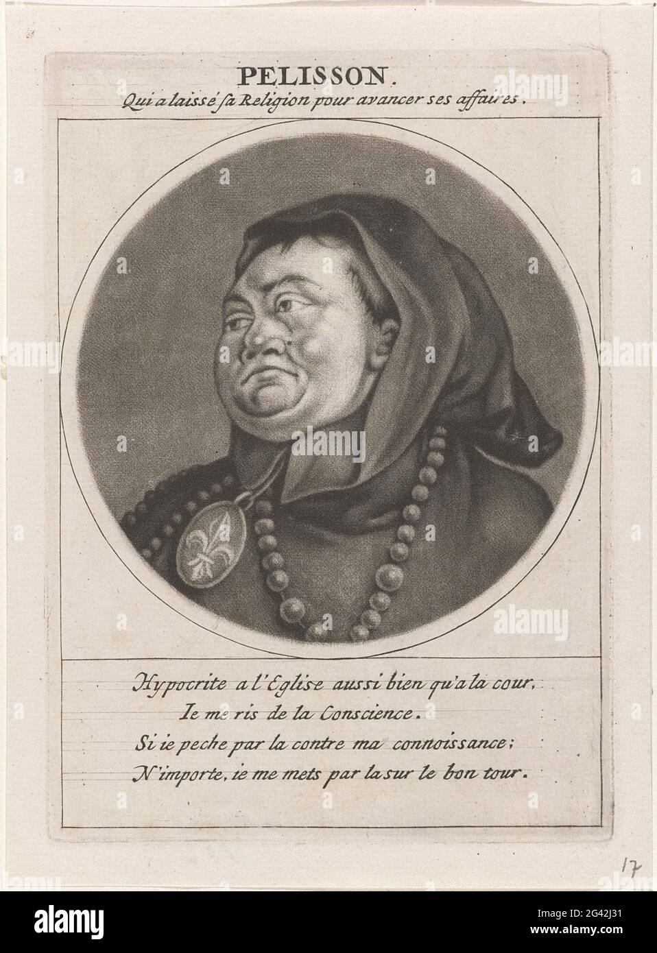 Portrait of Paul Pelisson; Pelisson, qui a laissé sa religion pour ...