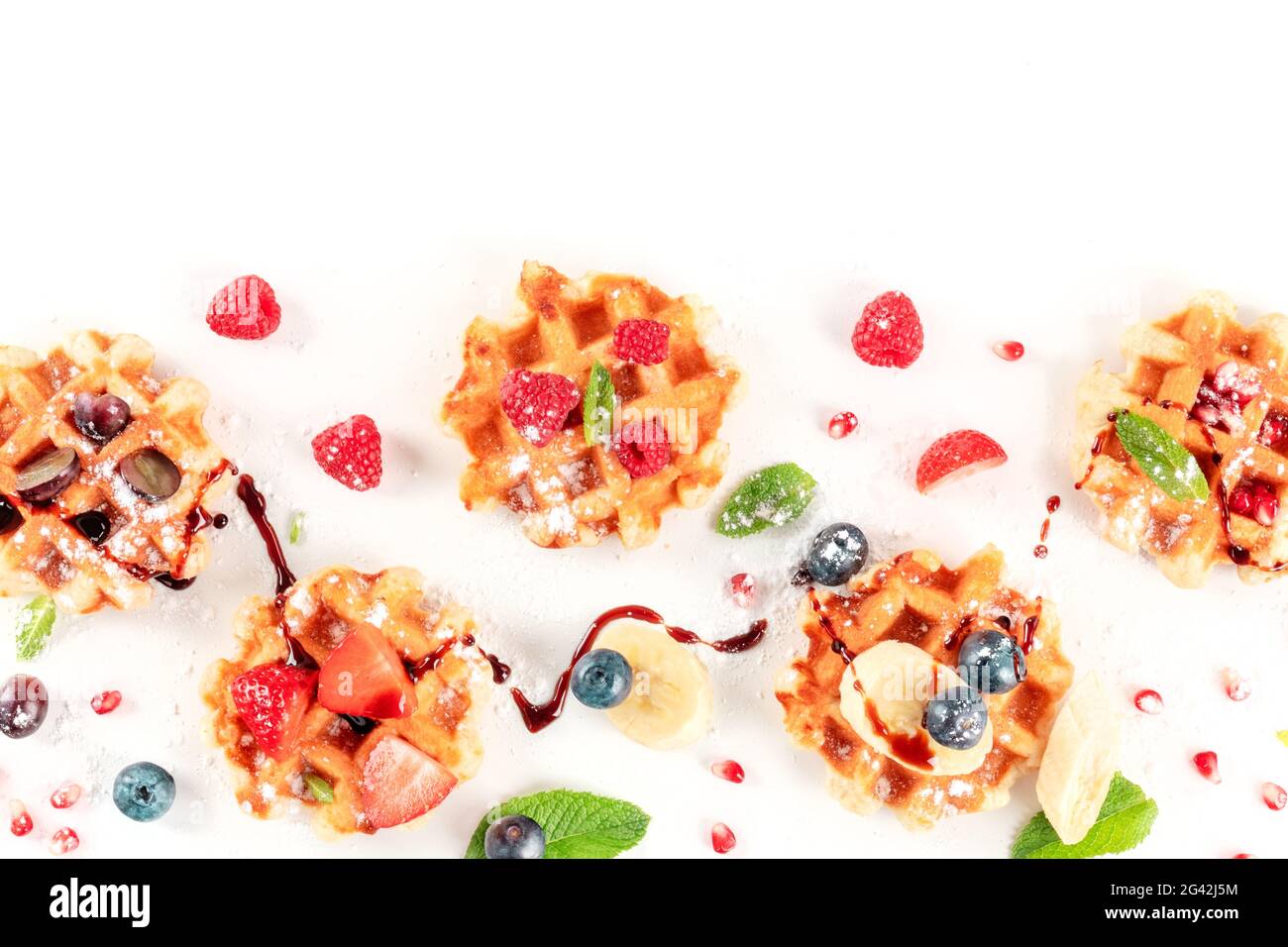 Belgian waffles, top view with copy space Stock Photo - Alamy