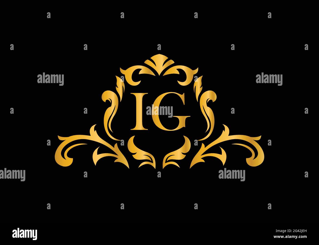 Luxury Alphabet letters IG. Golden Floral alphabet . Monogram initials ...