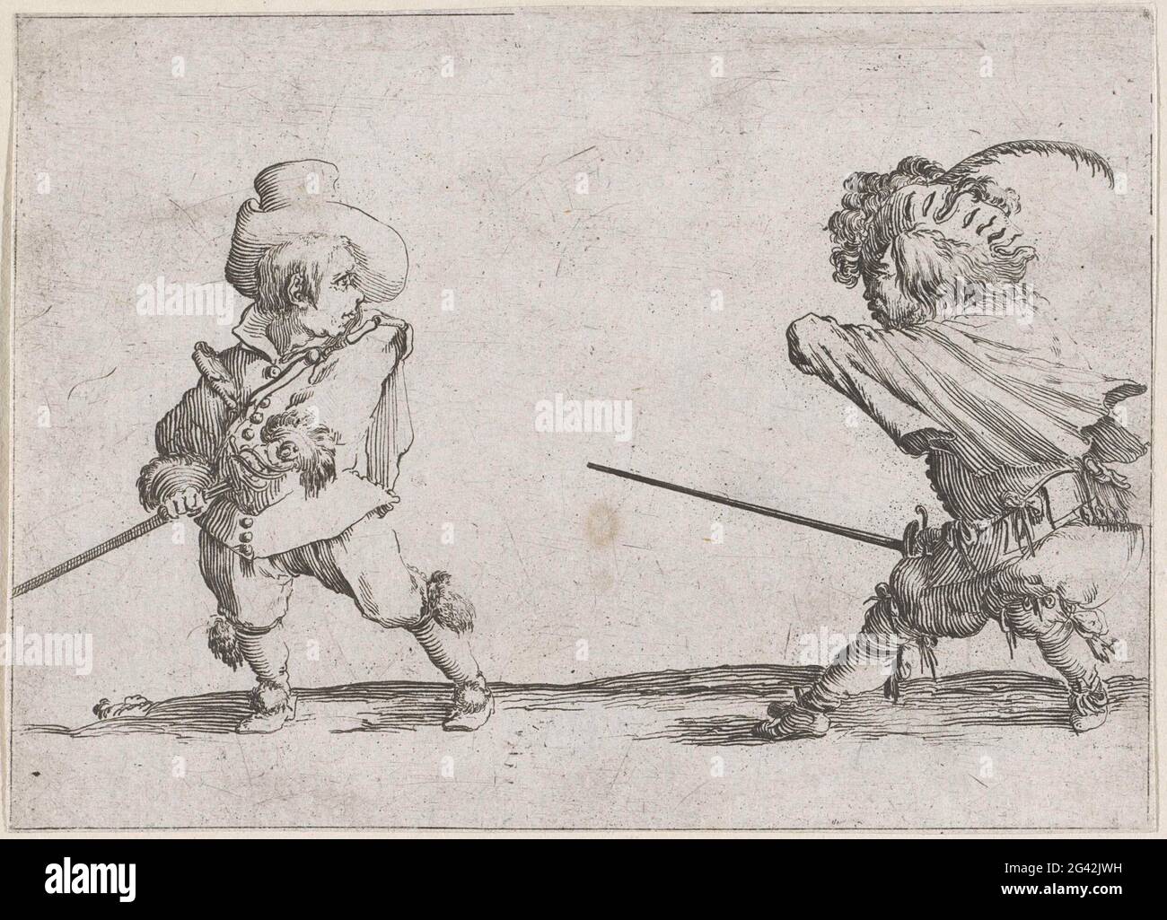 Two dwarfs with swords in battle; Comic scenes Stock Photo - Alamy