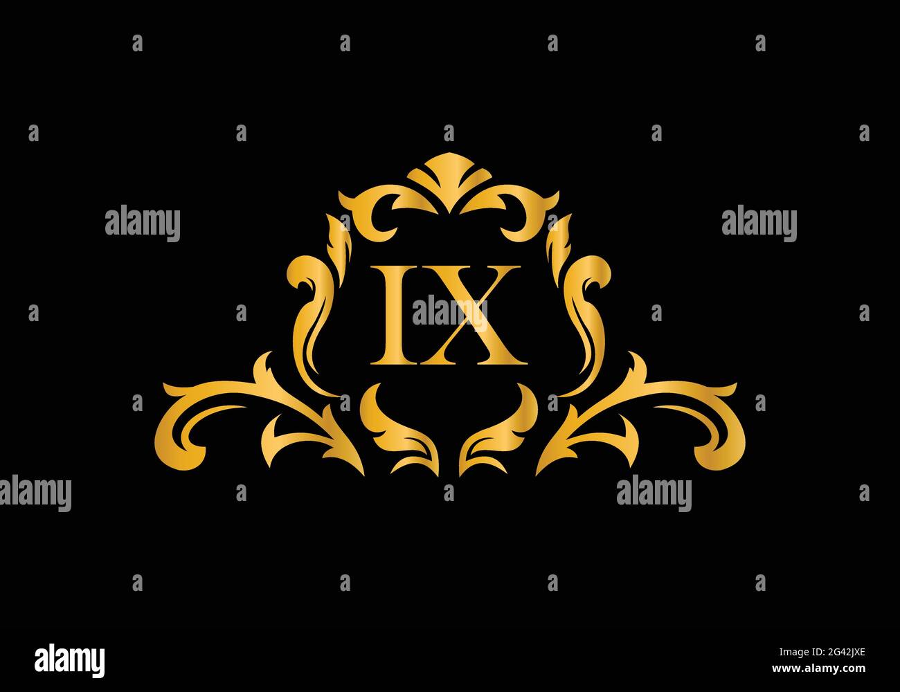 Luxury Alphabet letters IX. Golden Floral alphabet . Monogram initials ...