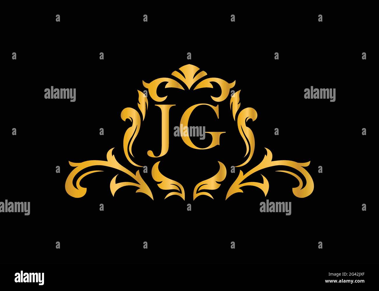 Luxury Alphabet letters JG. Golden Floral alphabet . Monogram initials ...