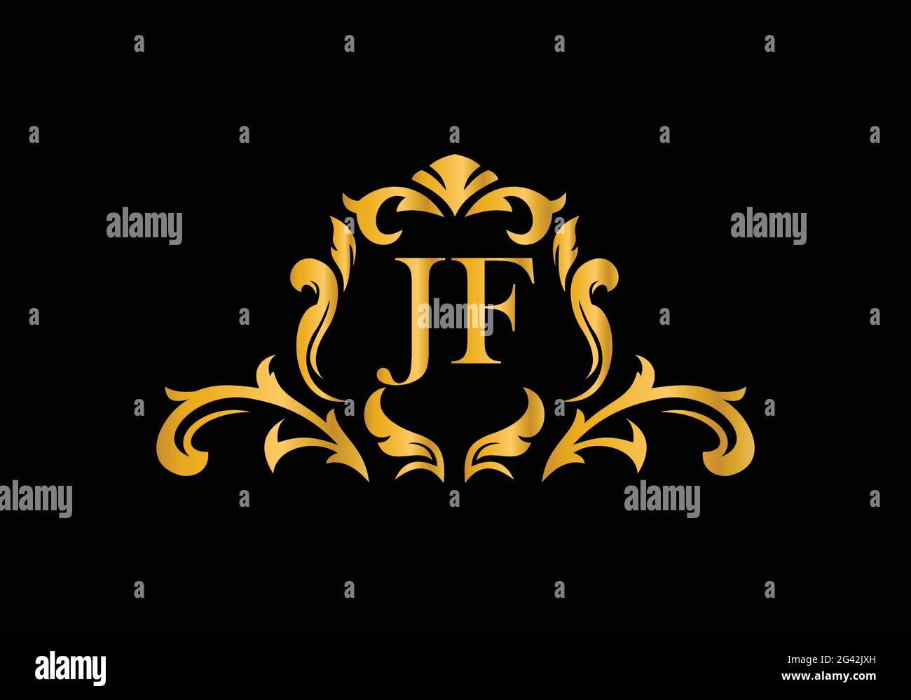 Luxury Alphabet letters J F. Golden Floral alphabet . Monogram initials ...