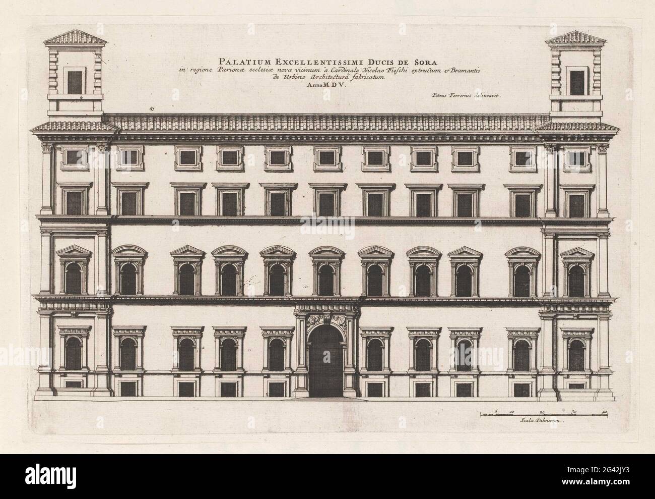 Façade of Palazzo Sora in Rome; Palatium Excellentissimi Ducis de Sora ...