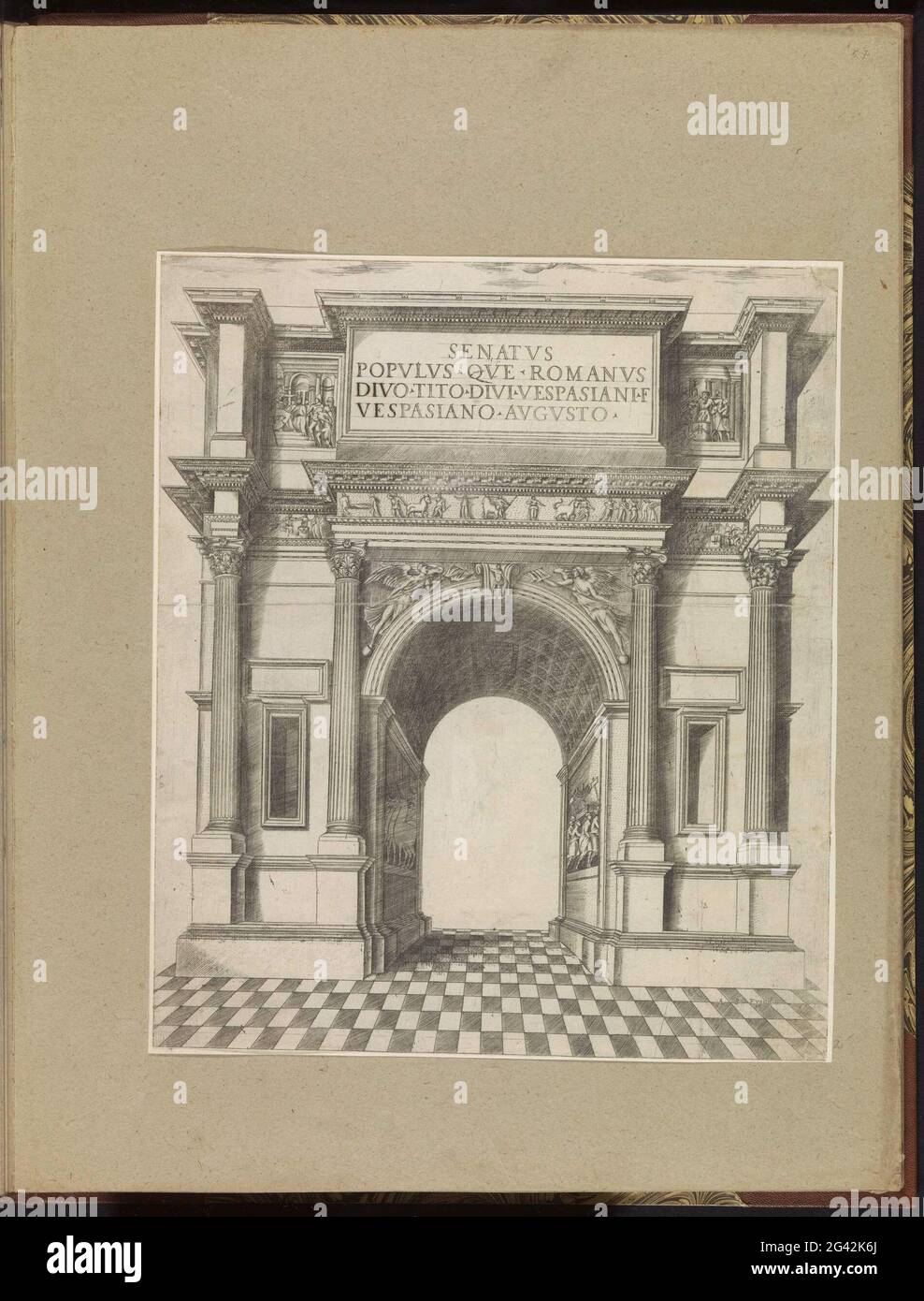 Bow of Titus in Rome; Speculum Romanae Magnificentiae. The print is ...