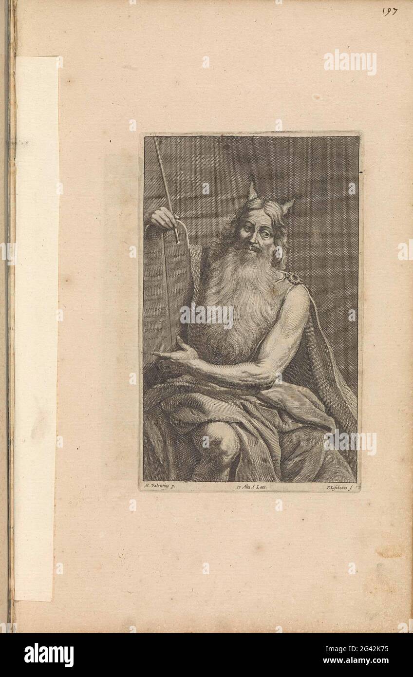 Moses with the tables of the law. This print is part of an album Stock ...