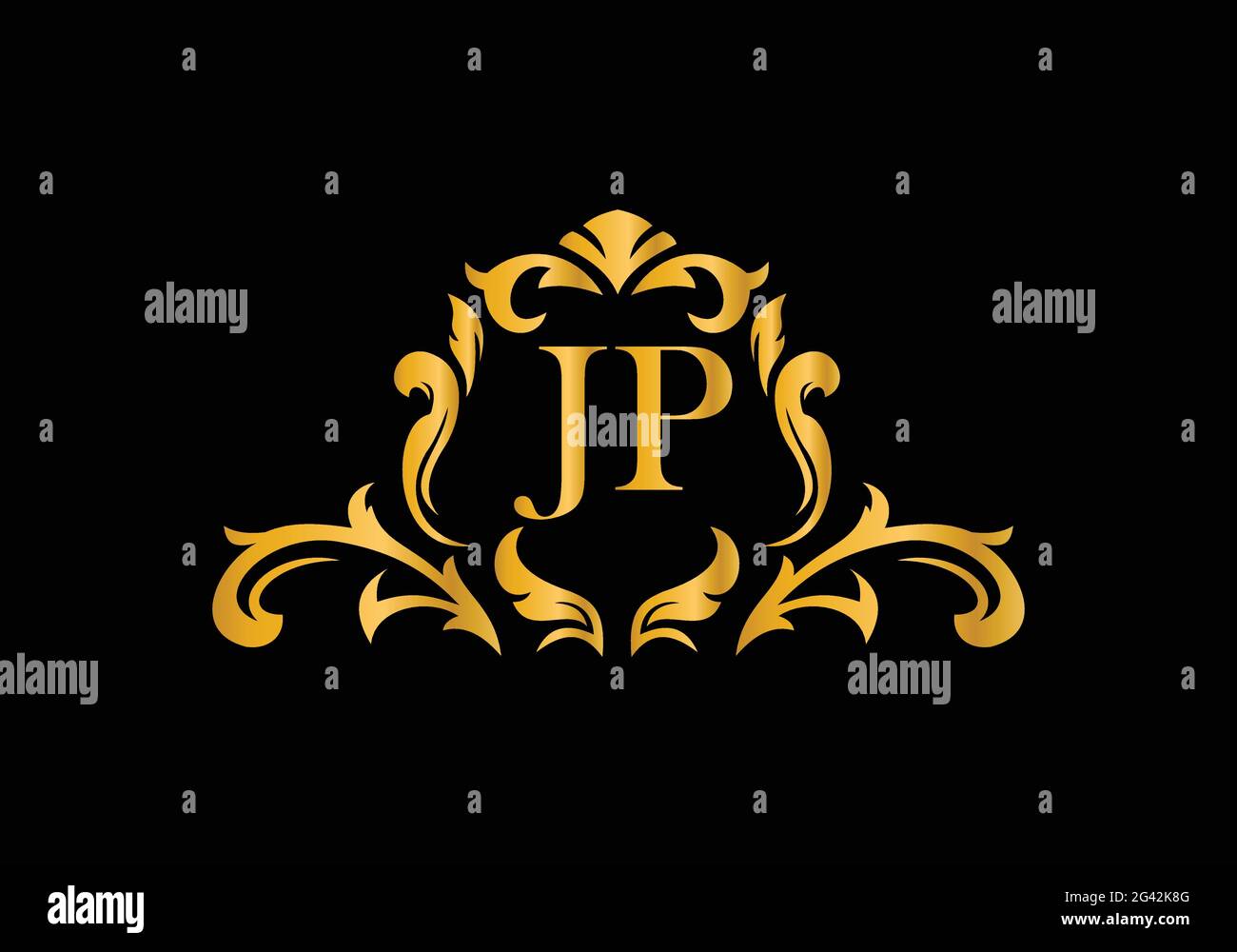 Luxury Alphabet letters JP. Golden Floral alphabet . Monogram initials ...